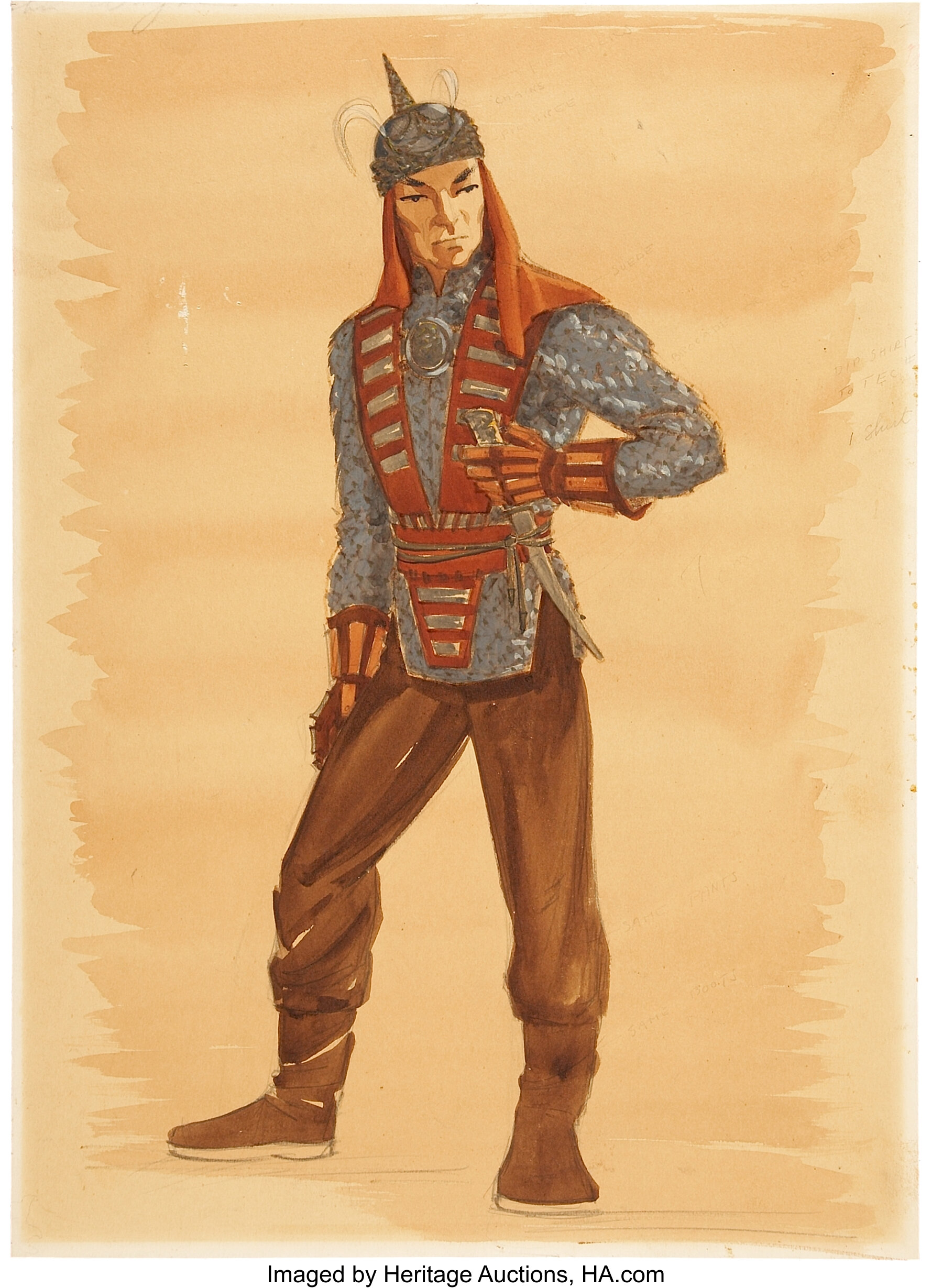 John Wayne - The Conqueror Costume Design Drawing.... Movie/TV | Lot ...