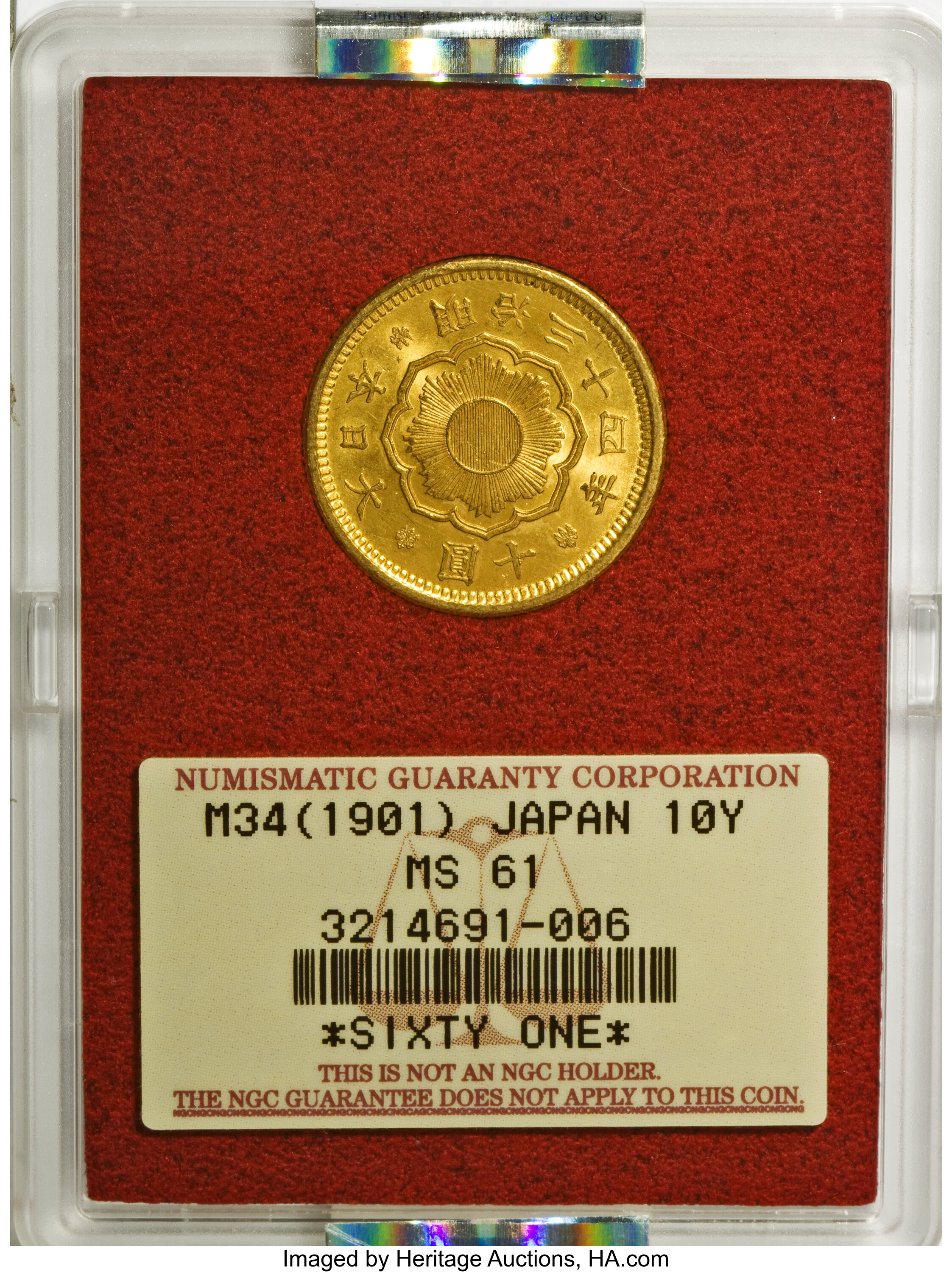 Japan: Meiji 34 (1901) gold 10 Yen,... Japan | Lot #21775 | Heritage ...