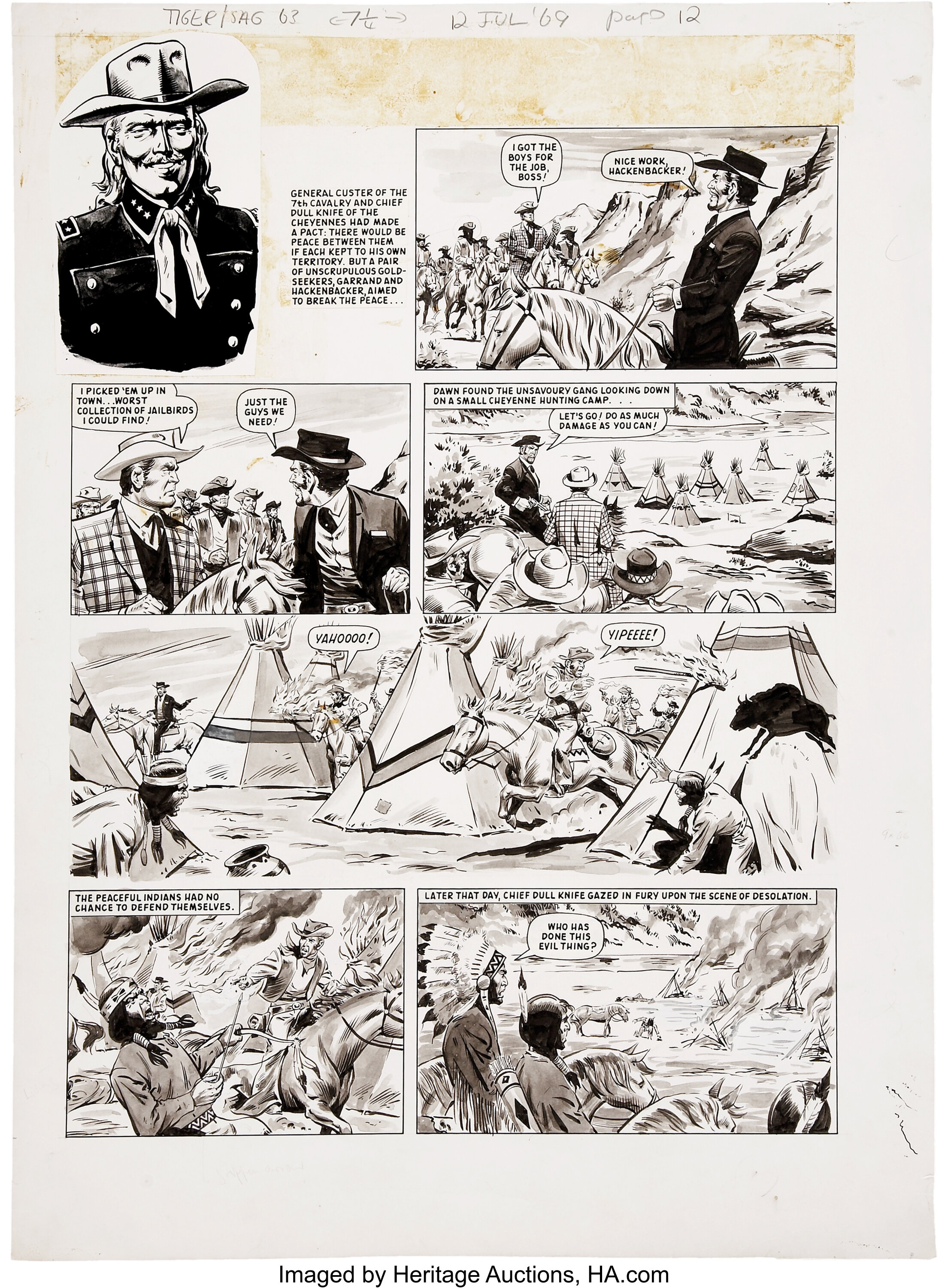 David Sque Tiger and Jag Page Original Art, Group of 6 (1969).... | Lot ...