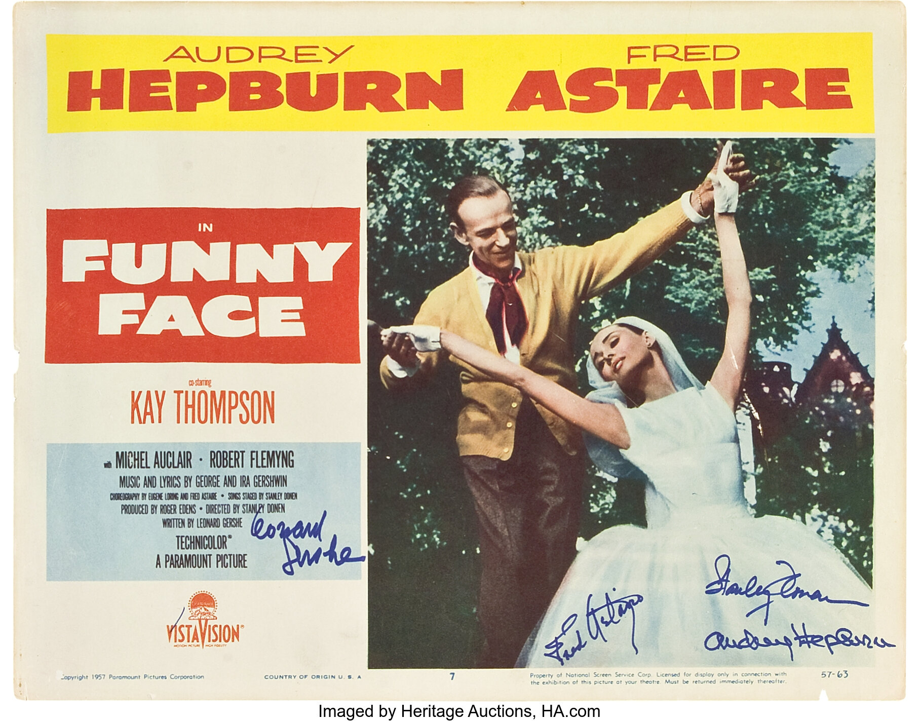 Funny Face (Paramount, 1957). Autographed Lobby Card (11" X 14 ...