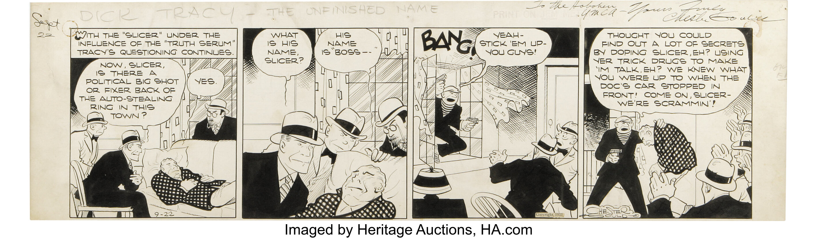 Chester Gould - Dick Tracy Daily Comic Strip Original Art, dated | Lot ...