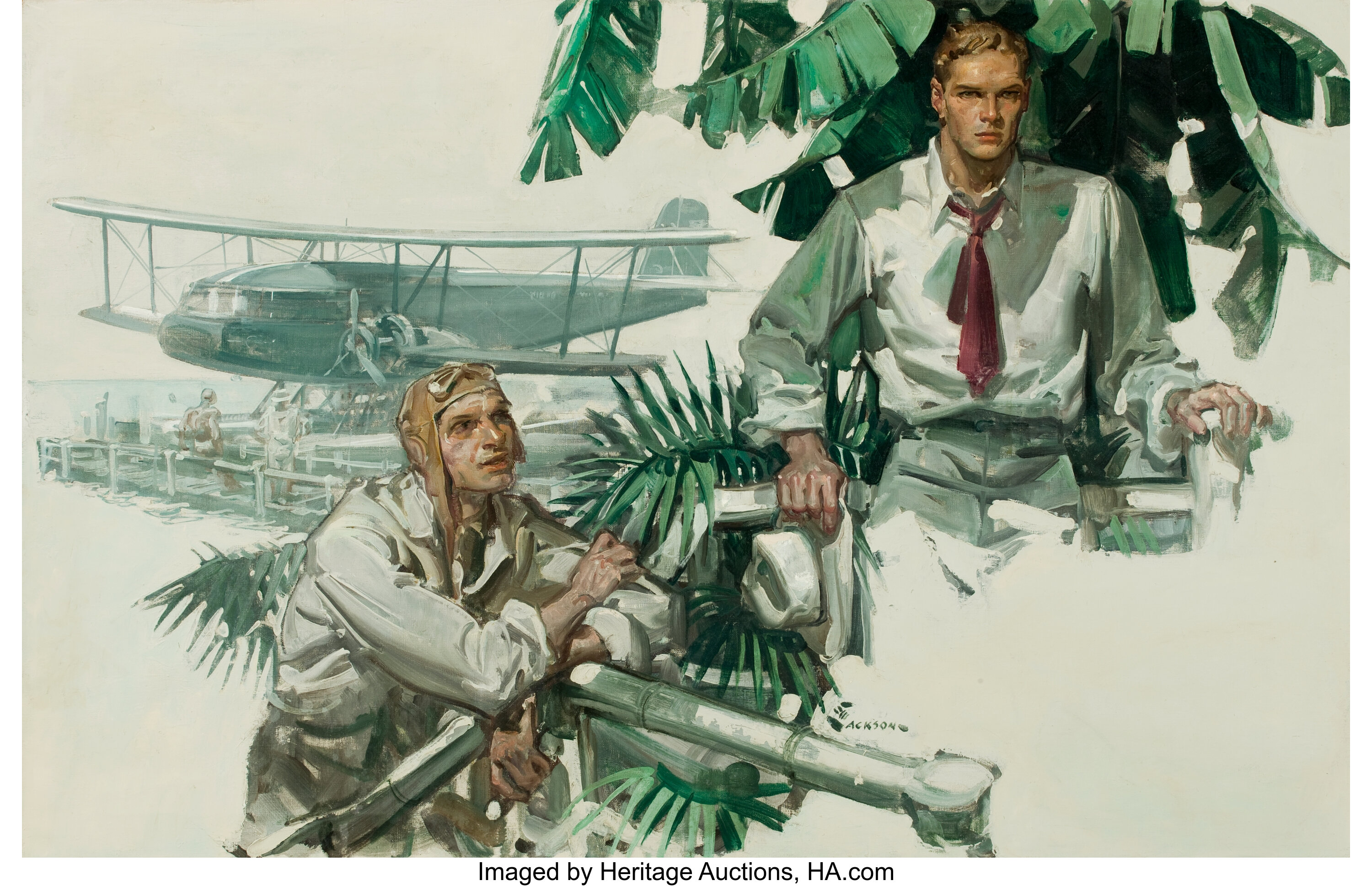 ELBERT MCGRAN JACKSON (American, 1896-1962). The Sea Plane. Oil on ...