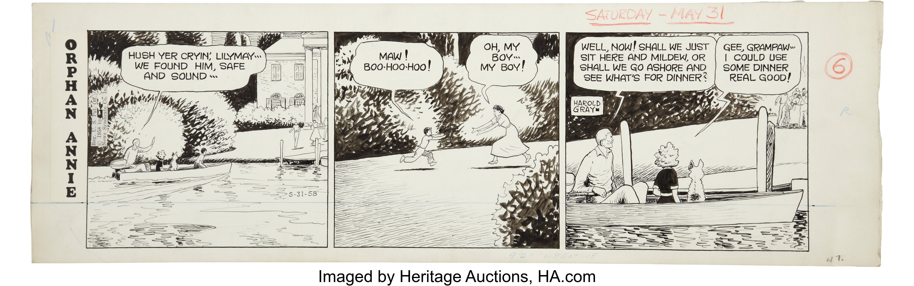 Harold Gray Little Orphan Annie Daily Comic Strip Original Art | Lot ...