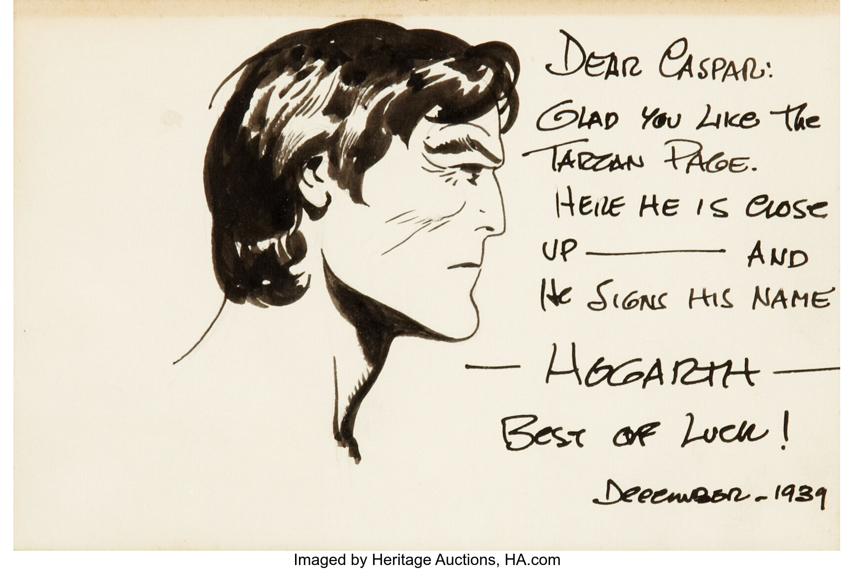 Burne Hogarth Tarzan Sketch Original Art (1939).... Original Comic ...
