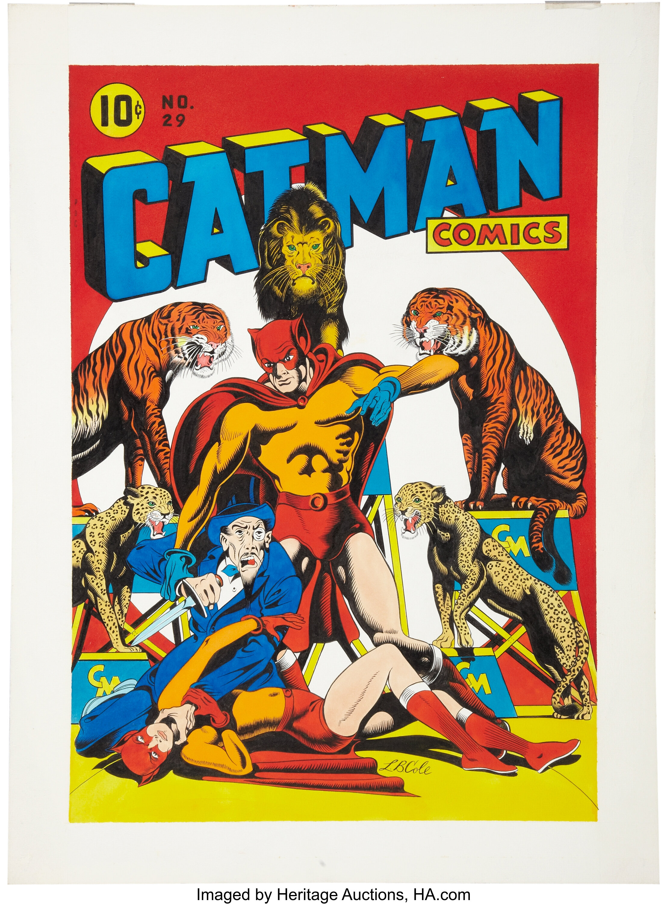 L. B. Cole Catman Comics #29 Cover Re-Creation Original Art | Lot ...