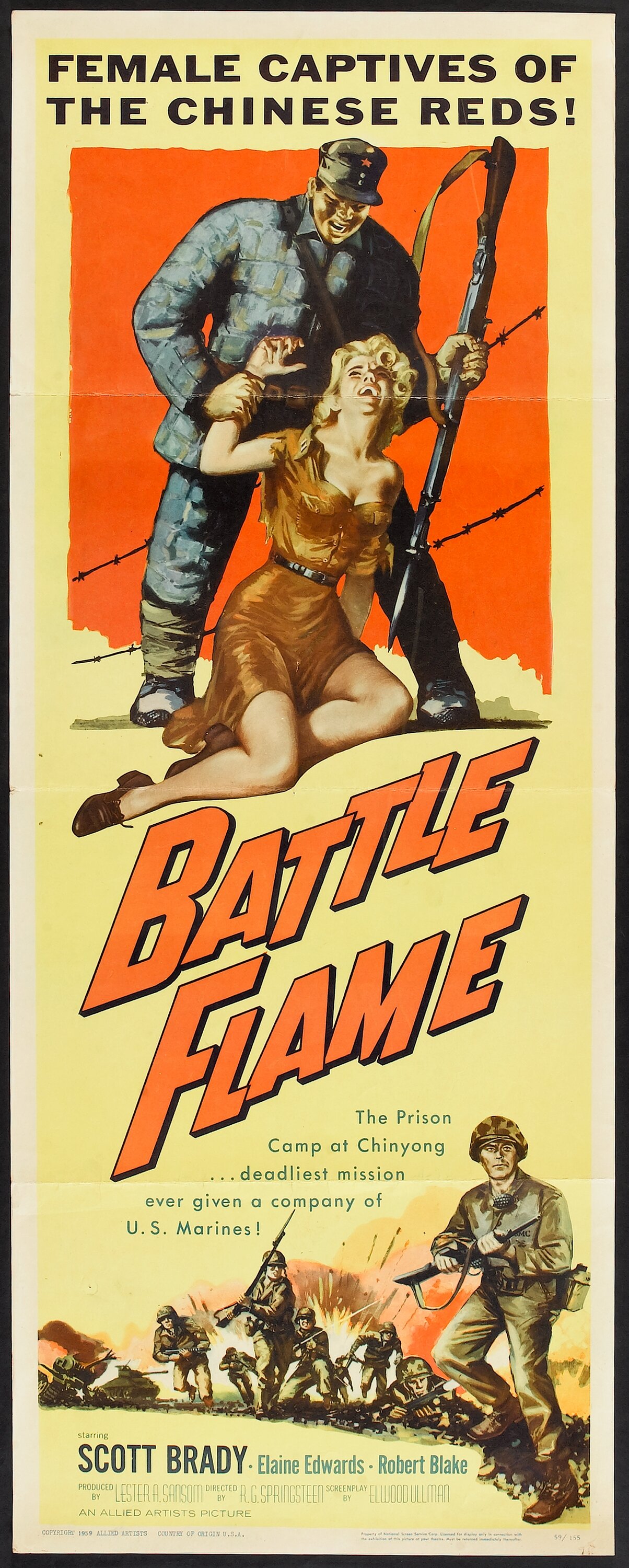 Battle Flame (Allied Artists, 1959). Insert (14" X 36"). War ...
