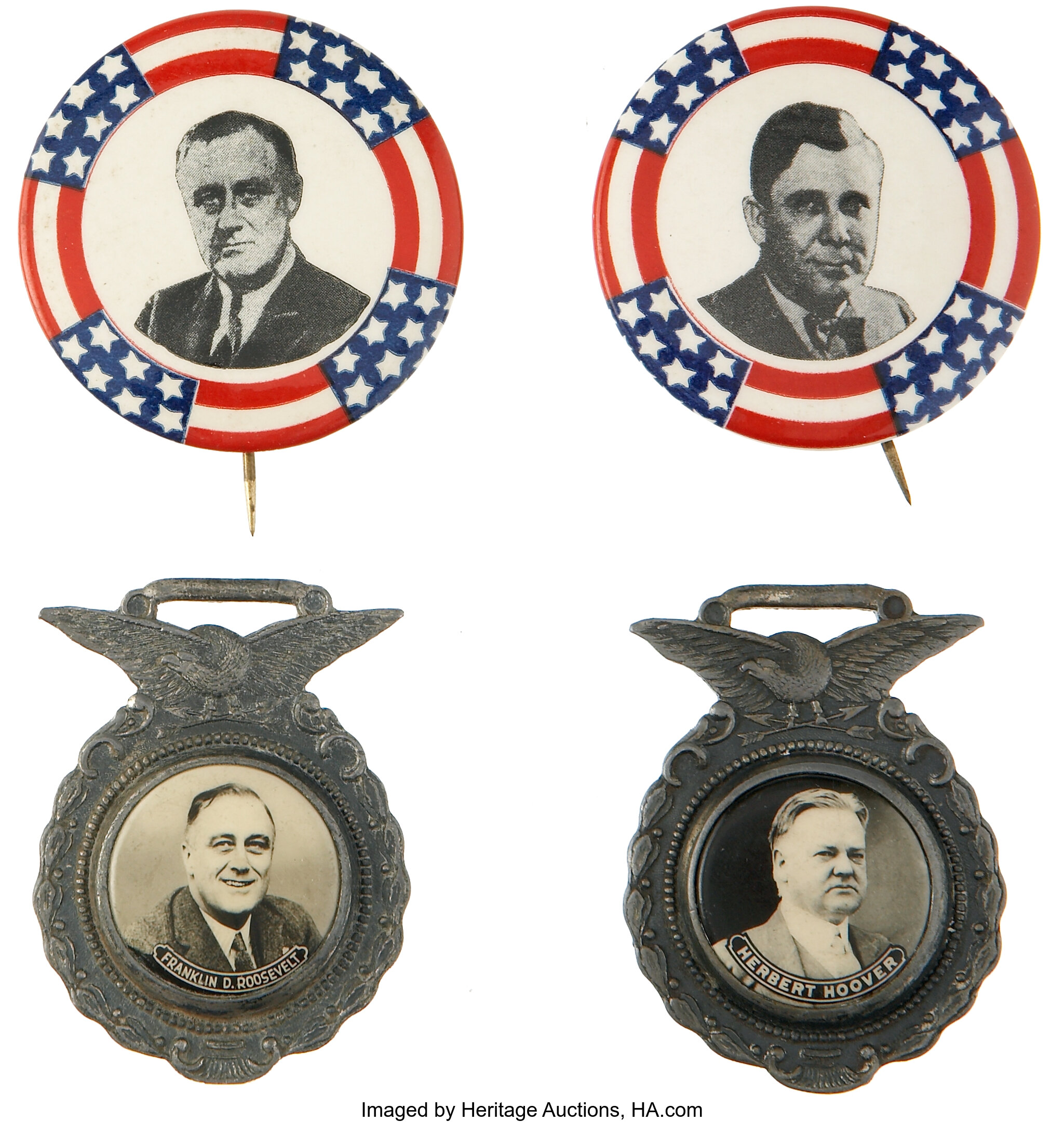 Franklin D. Roosevelt: Two Matched 1932 and 1940 Campaign Pairs ...
