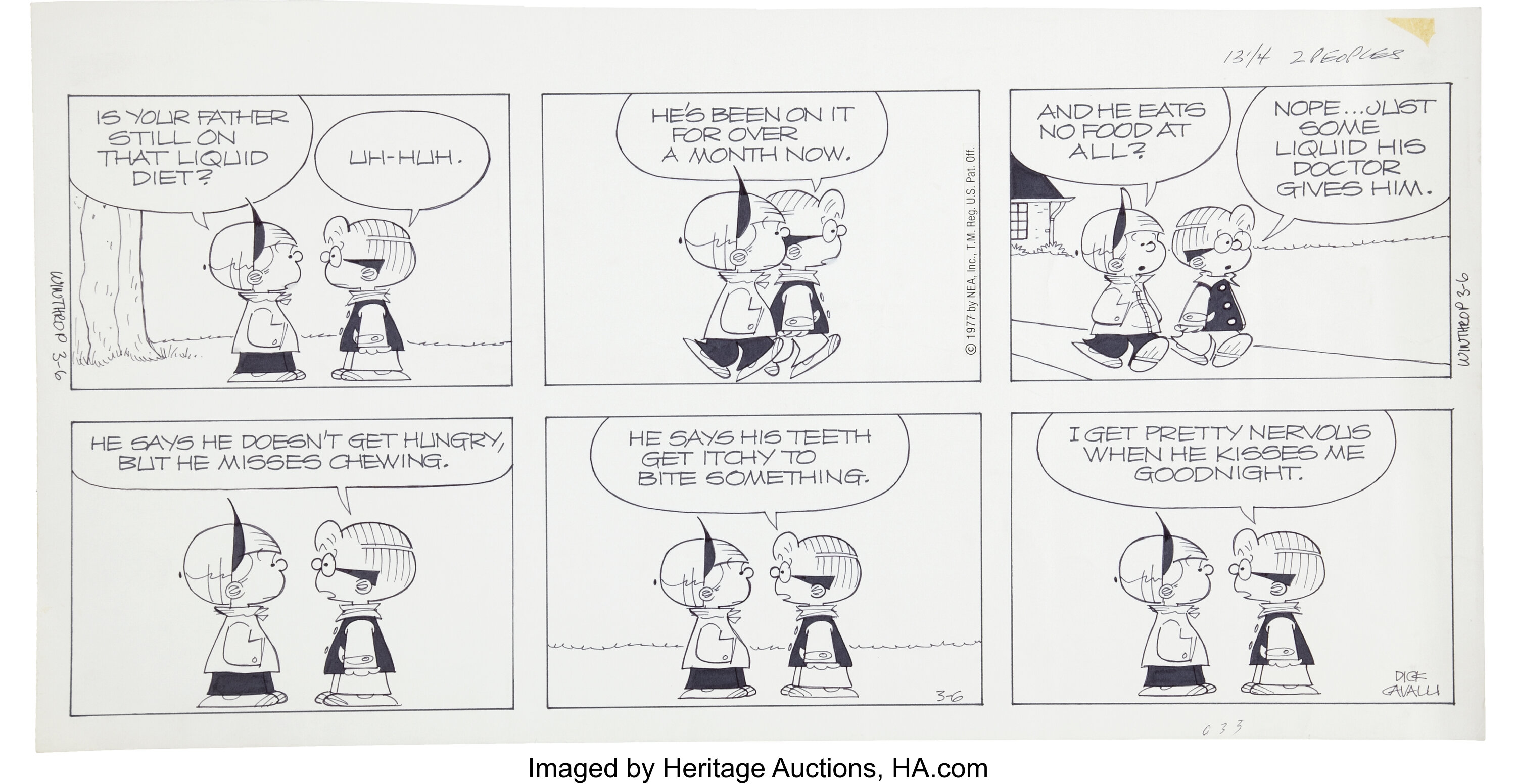 Dick Cavalli Winthrop Sunday Comic Strip Original Art dated 3-6-77 ...