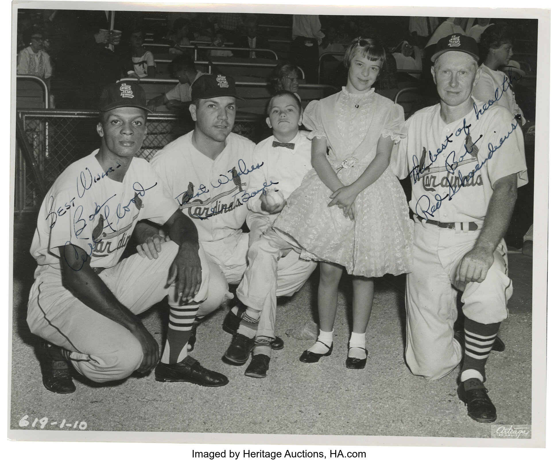 1960's Curt Flood, Ken Boyer & Red Schoendienst Signed Photograph ...
