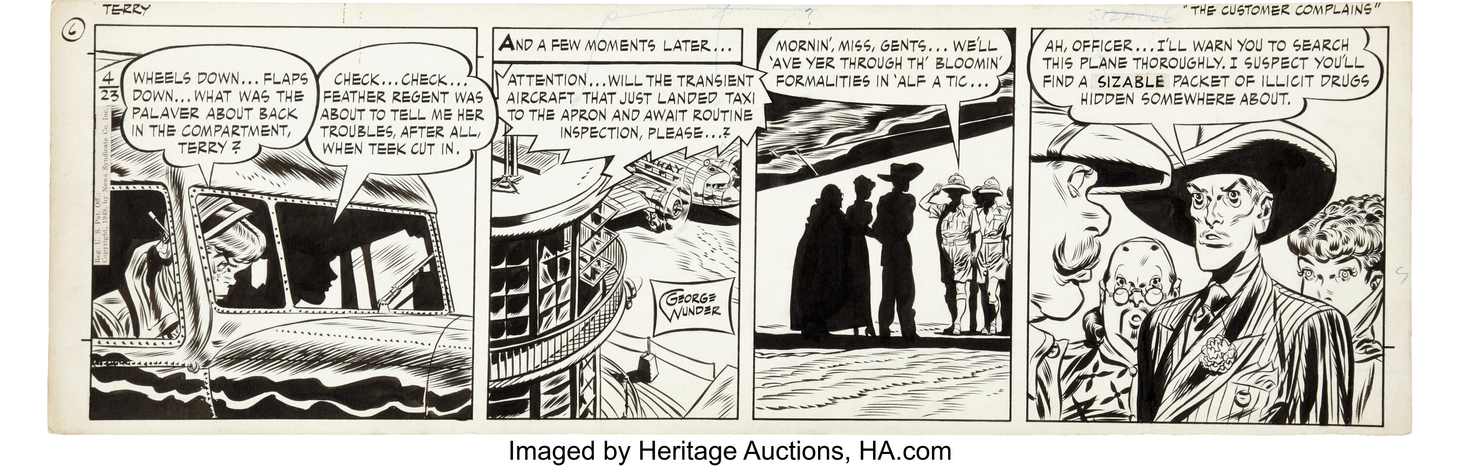 George Wunder Terry and the Pirates Daily Comic Strip Original Art ...