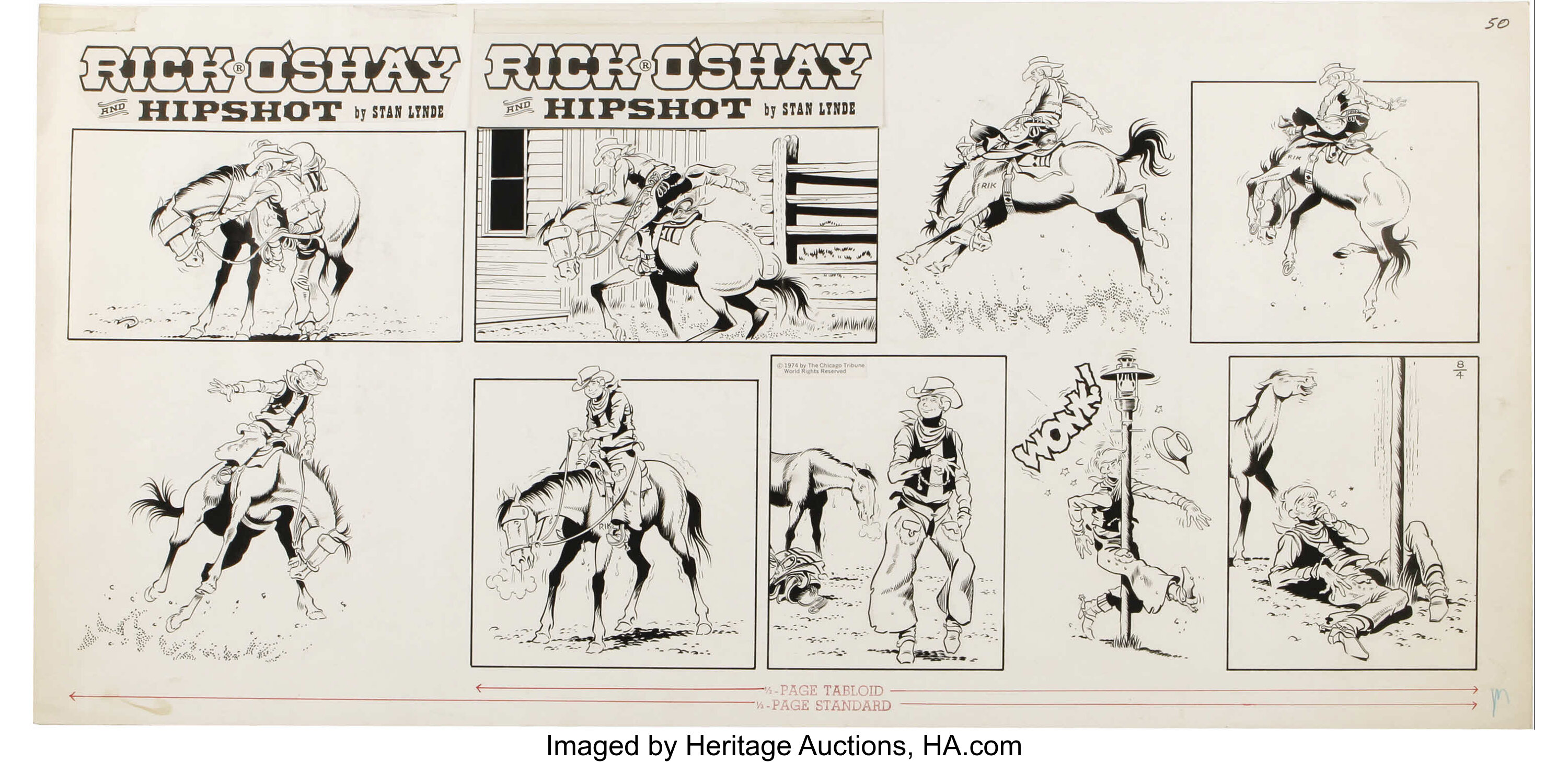 Stan Lynde - Rick O'Shay Sunday Comic Strip Original Art, dated | Lot ...