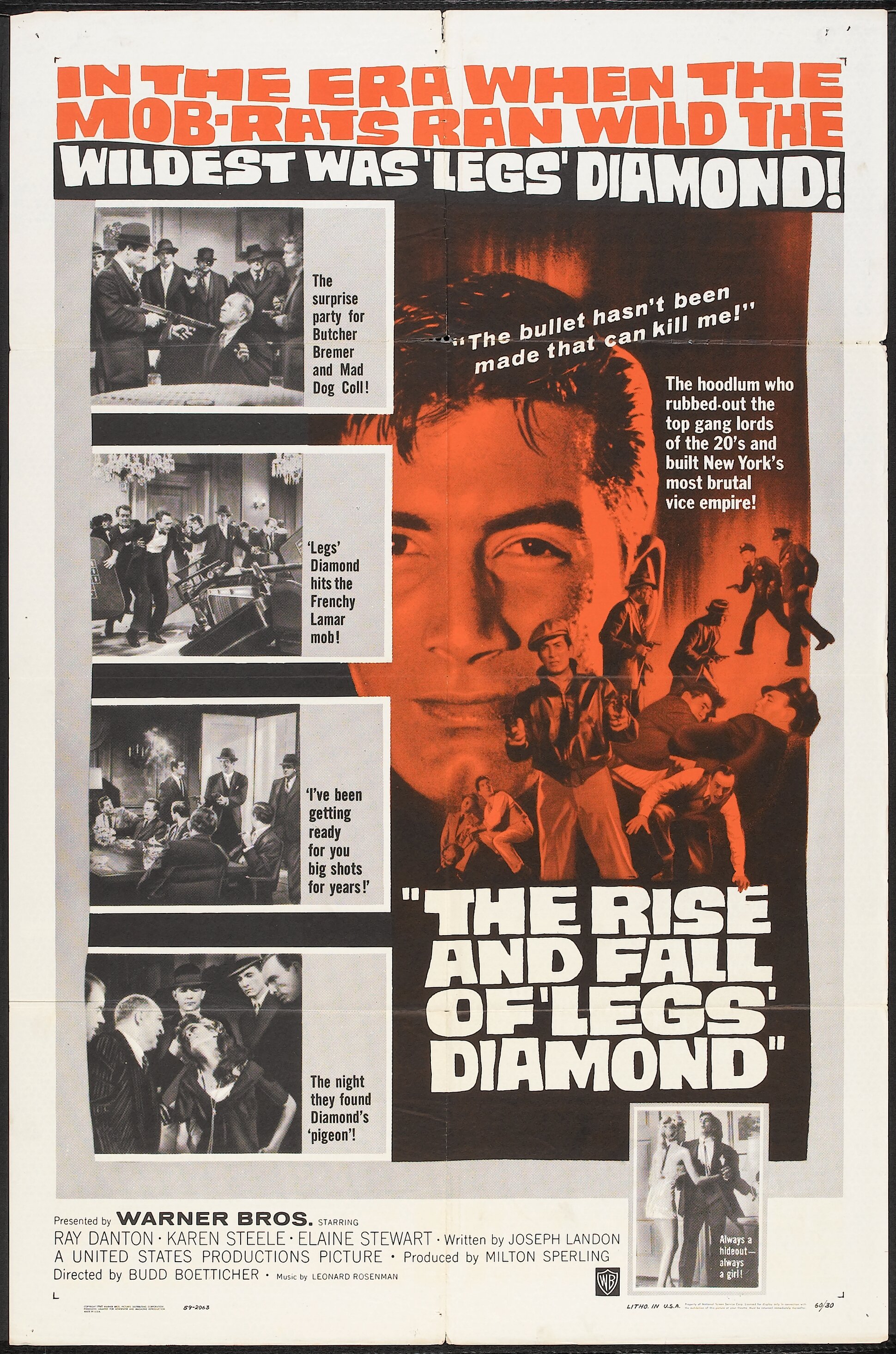 The Rise and Fall of 'Legs' Diamond (Warner Brothers, 1960). One | Lot ...