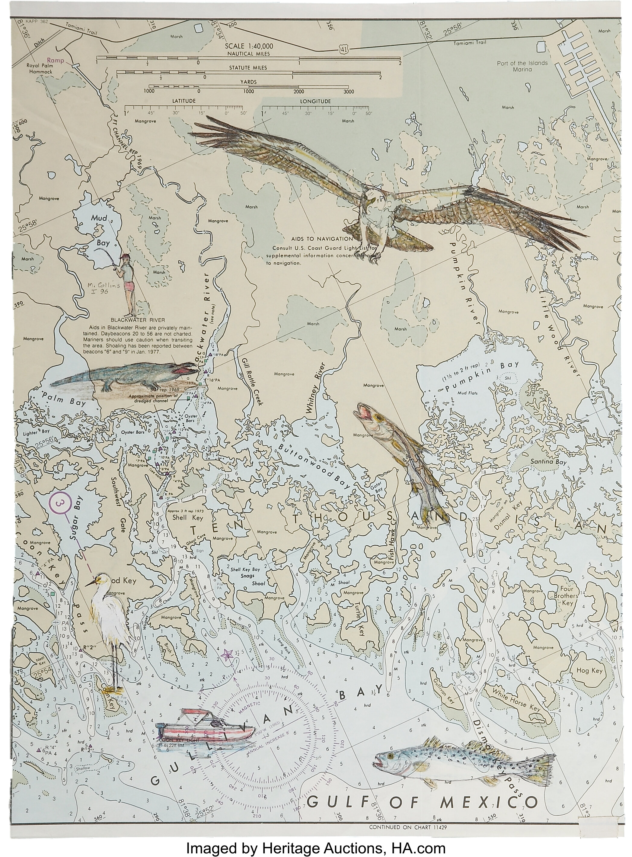 Michael Collins Original Artwork on "Gullivan Bay" Nautical | Lot ...