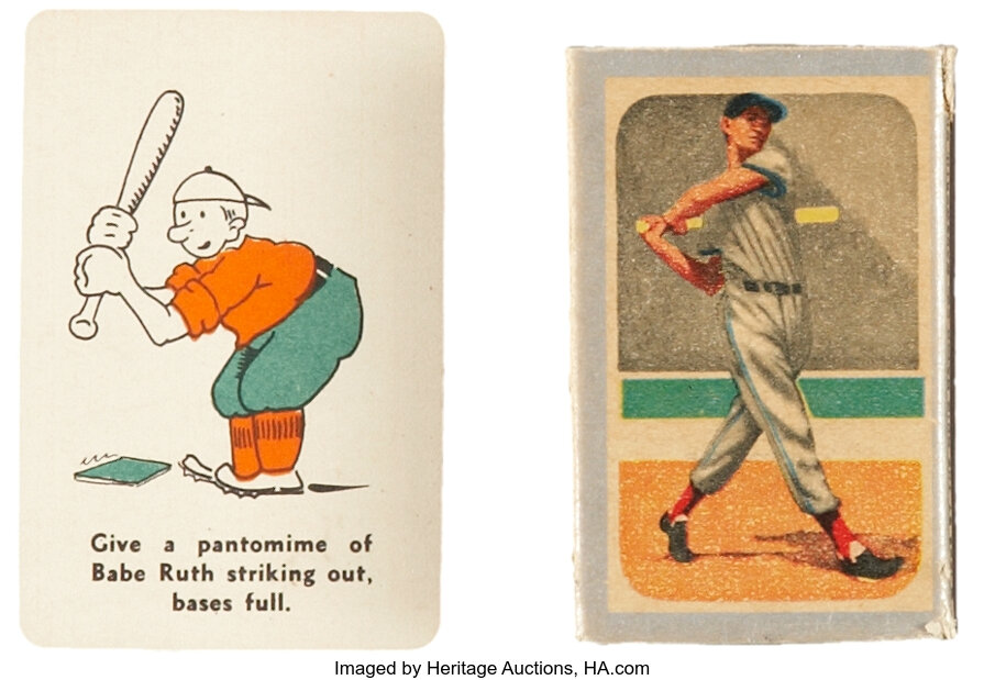 Circa 1950's Ted Williams Matchbox and Babe Ruth Pantomime Card. | Lot ...