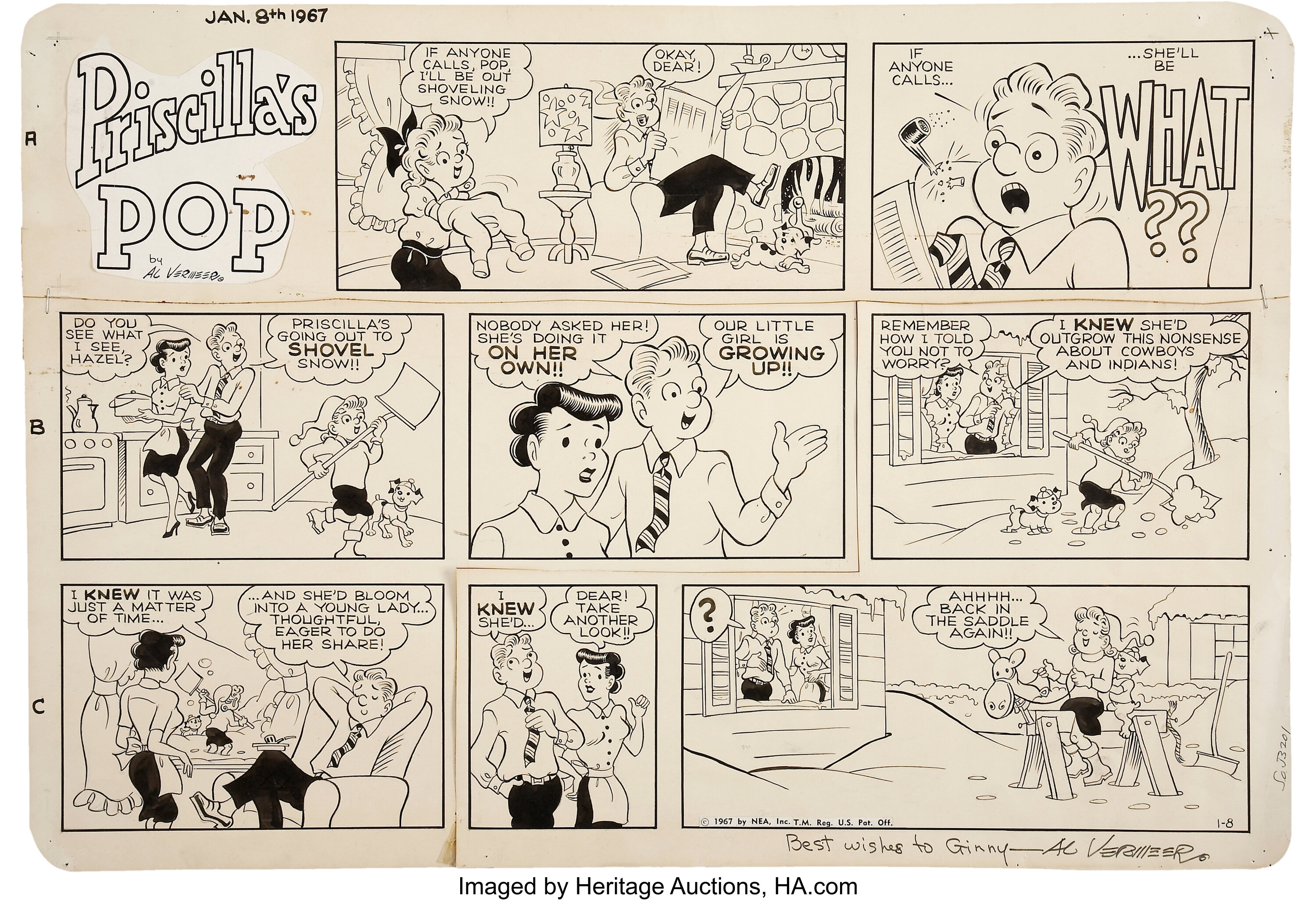 Al Vermeer Priscilla's Pop Sunday Comic Strip Original Art dated | Lot ...