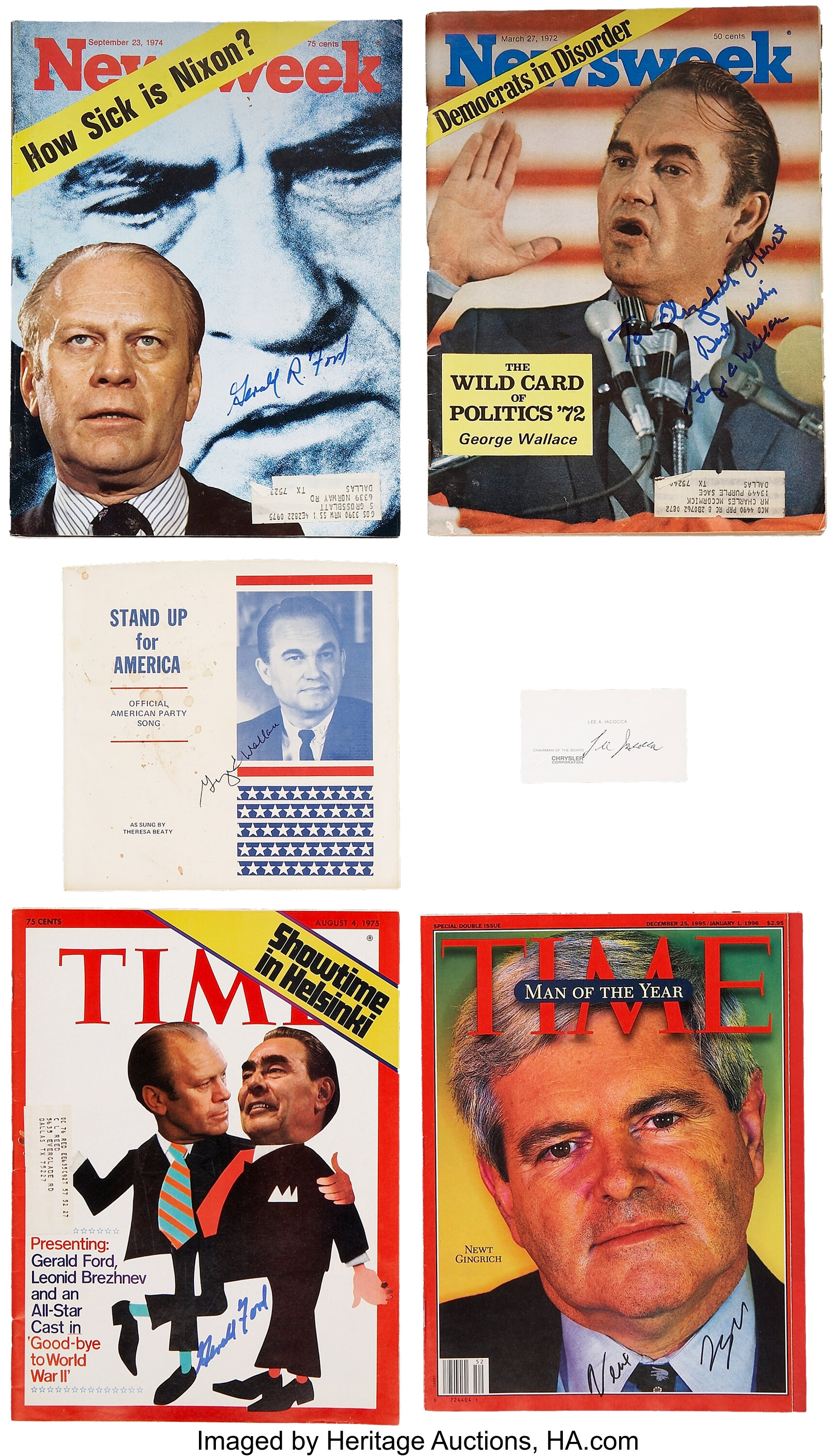 Assorted Political Figures Autographs.... (Total: 6 ) Movie/TV | Lot ...