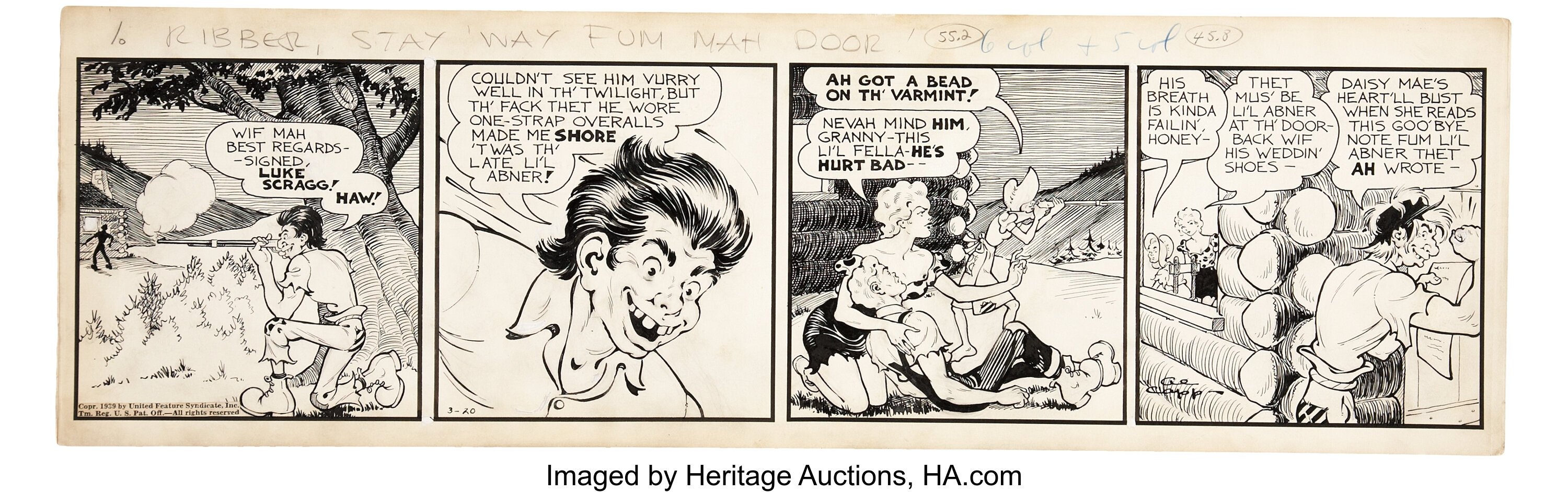 Al Capp Li'l Abner Daily Comic Strip Original Art dated 3-20-39 | Lot ...