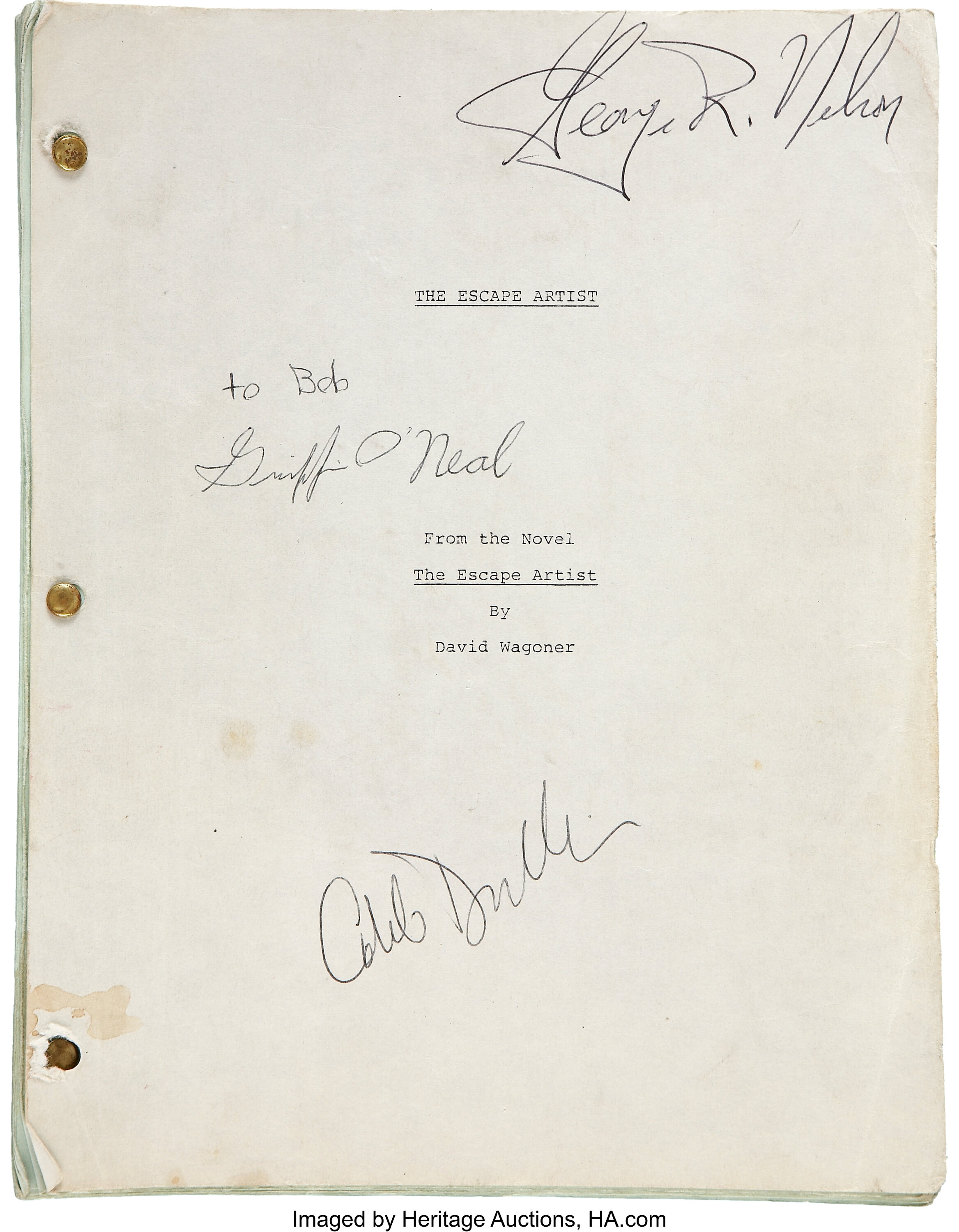 Caleb Deschanel and Griffin O'Neal Signed The Escape Artist | Lot ...