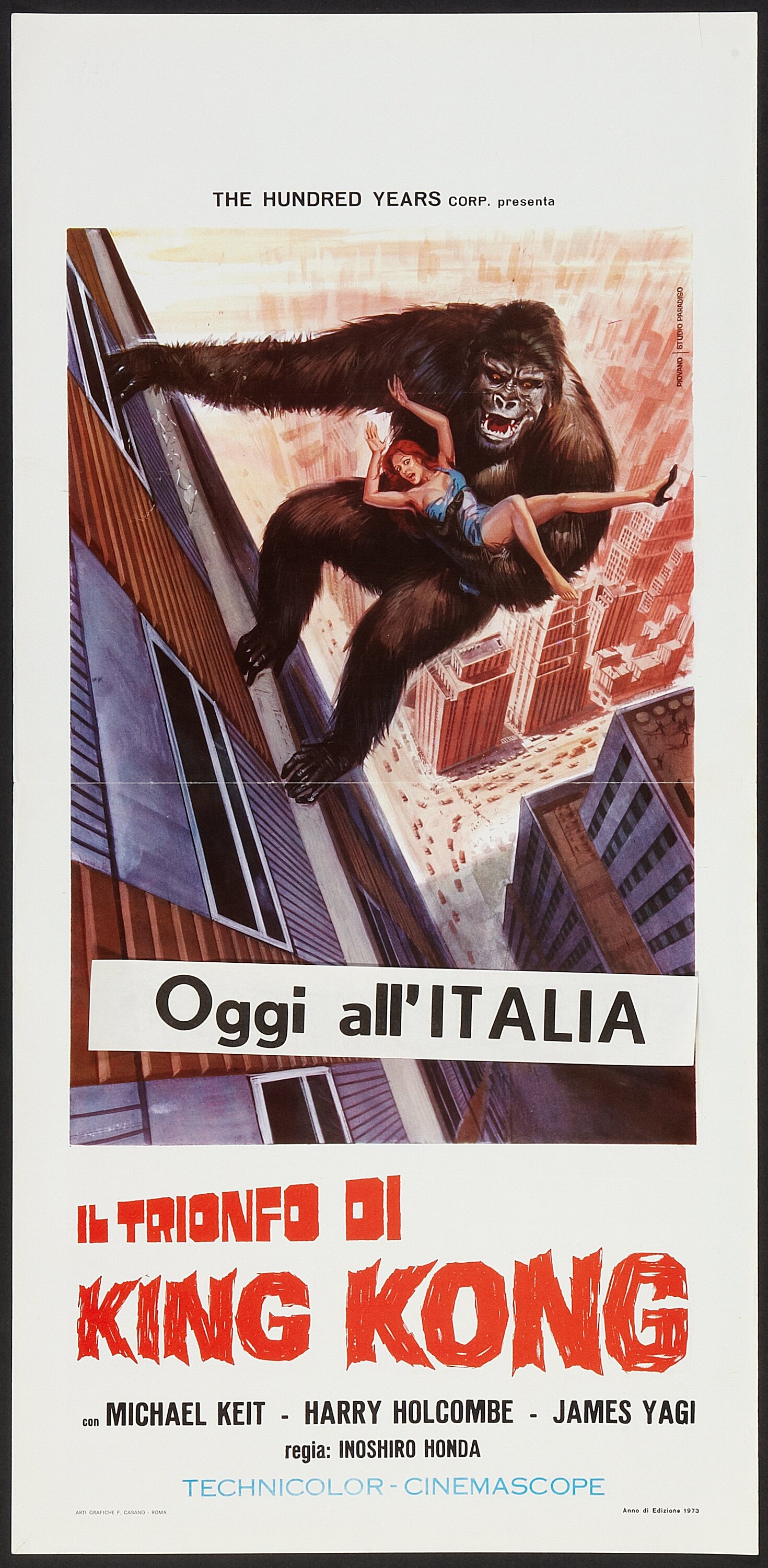 King Kong vs. Godzilla (Hundred Years Corp., R-1973). Italian | Lot ...