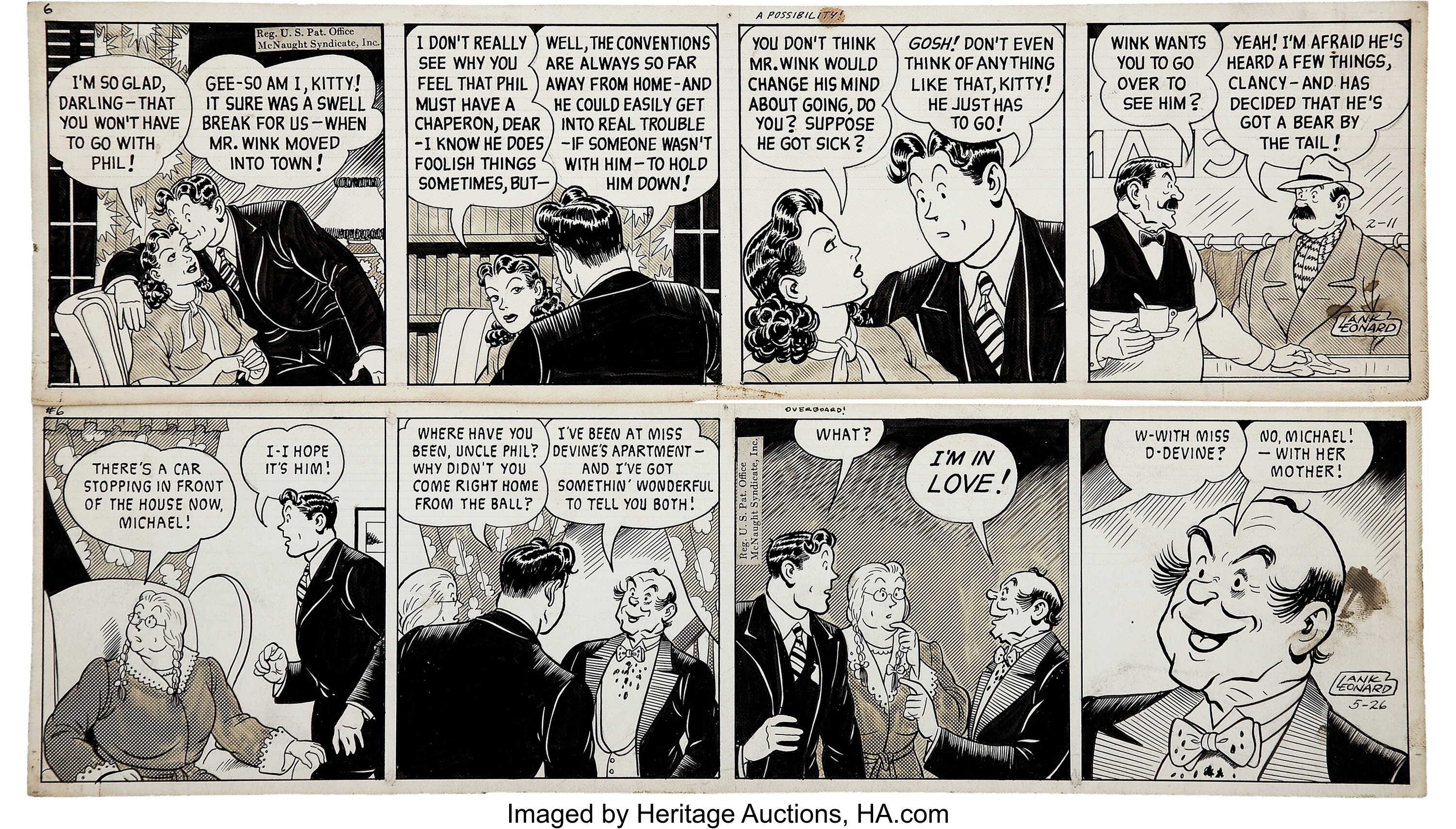 Lank Leonard Mickey Finn Daily Comic Strip Original Art Group | Lot ...