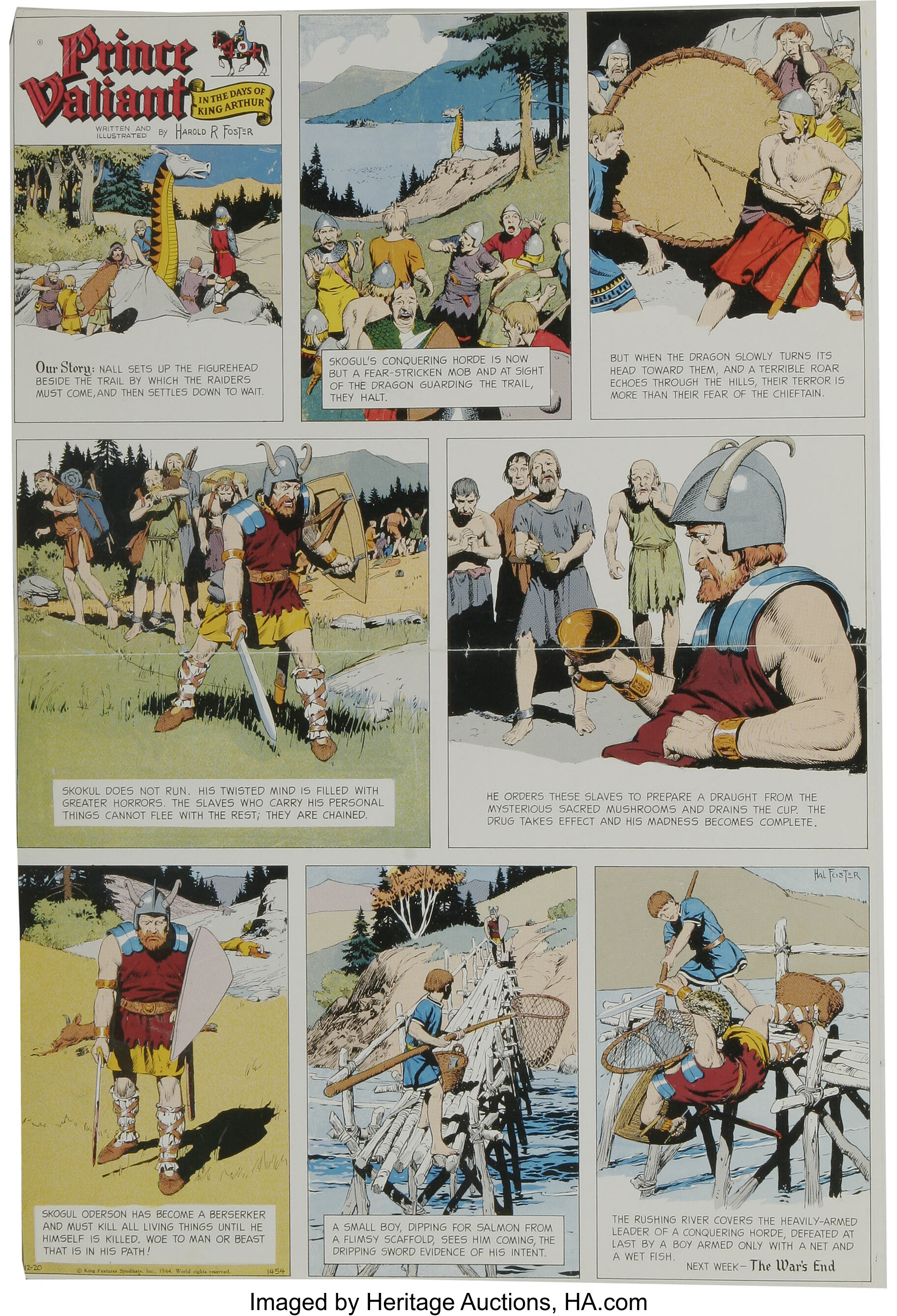 Hal Foster - Prince Valiant Sunday Comic Strip Color Proof, dated | Lot ...