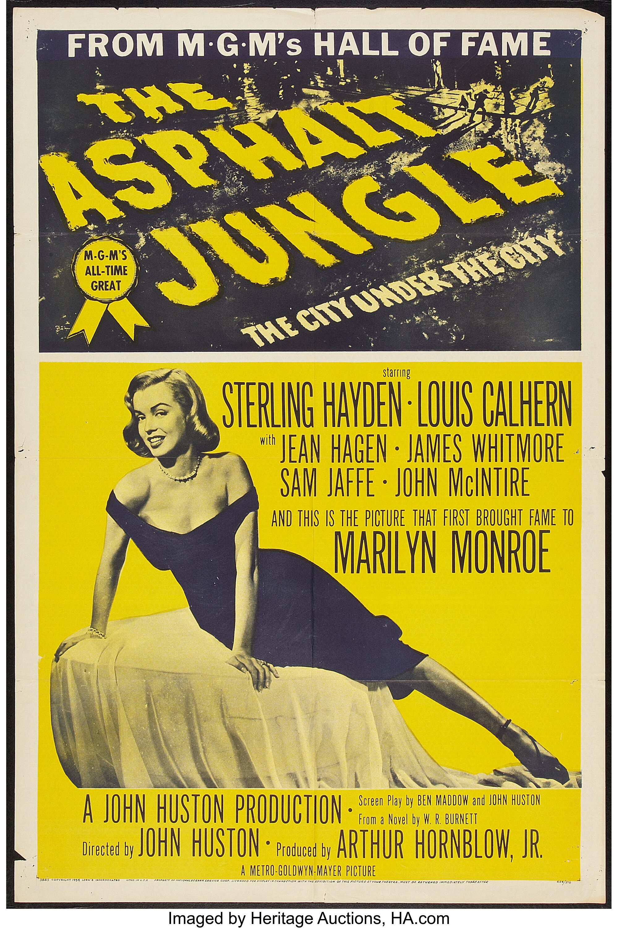 The Asphalt Jungle (MGM, R-1954). One Sheet (27" X 41"). Film | Lot ...