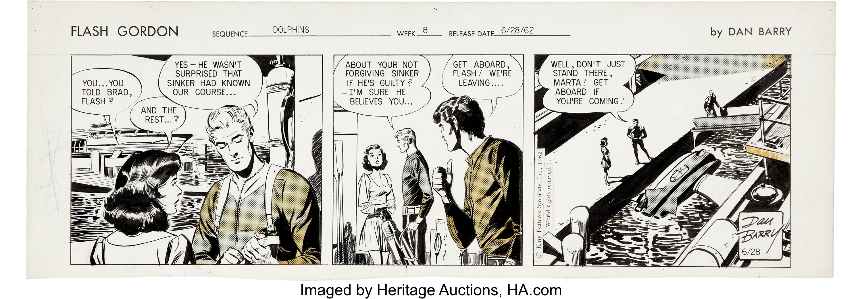Dan Barry Flash Gordon Daily Comic Strip Original Art, dated | Lot ...