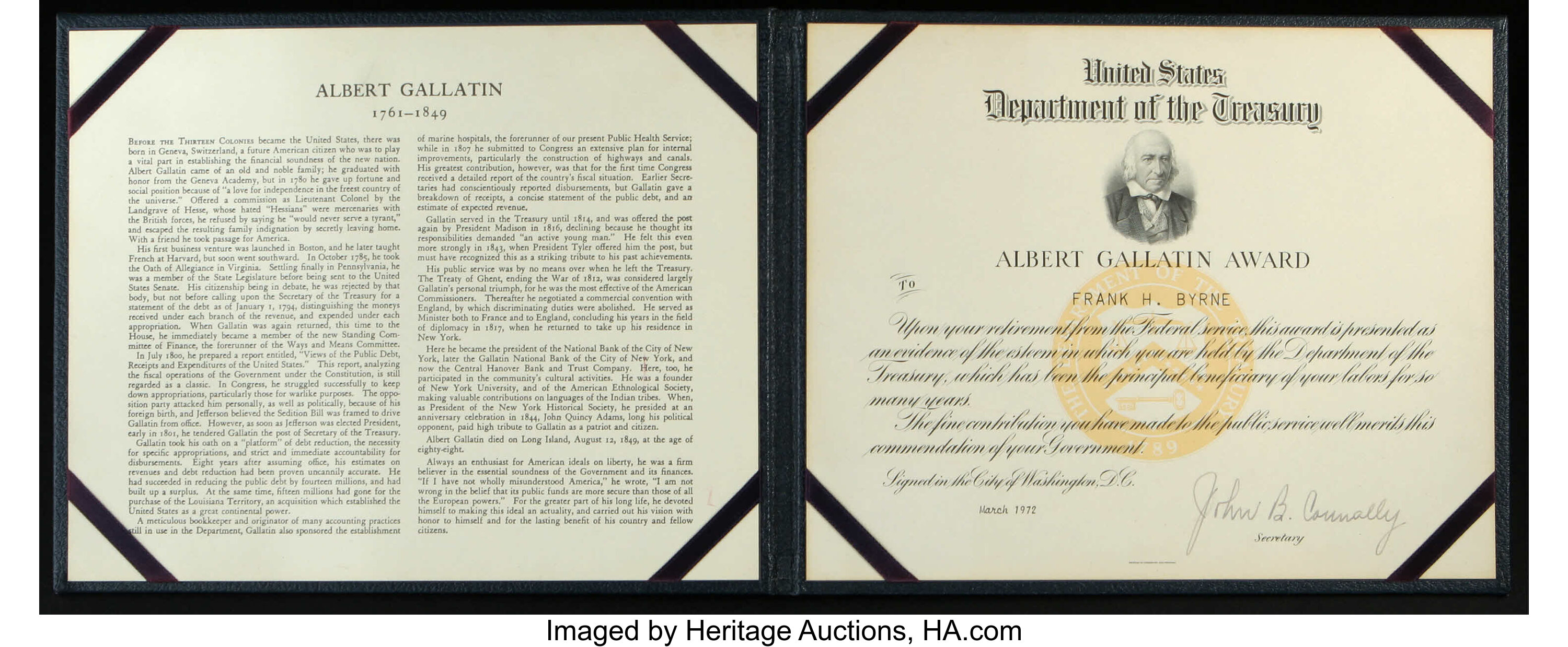 Department of the Treasury Gallatin Award.. ... Miscellaneous Other ...