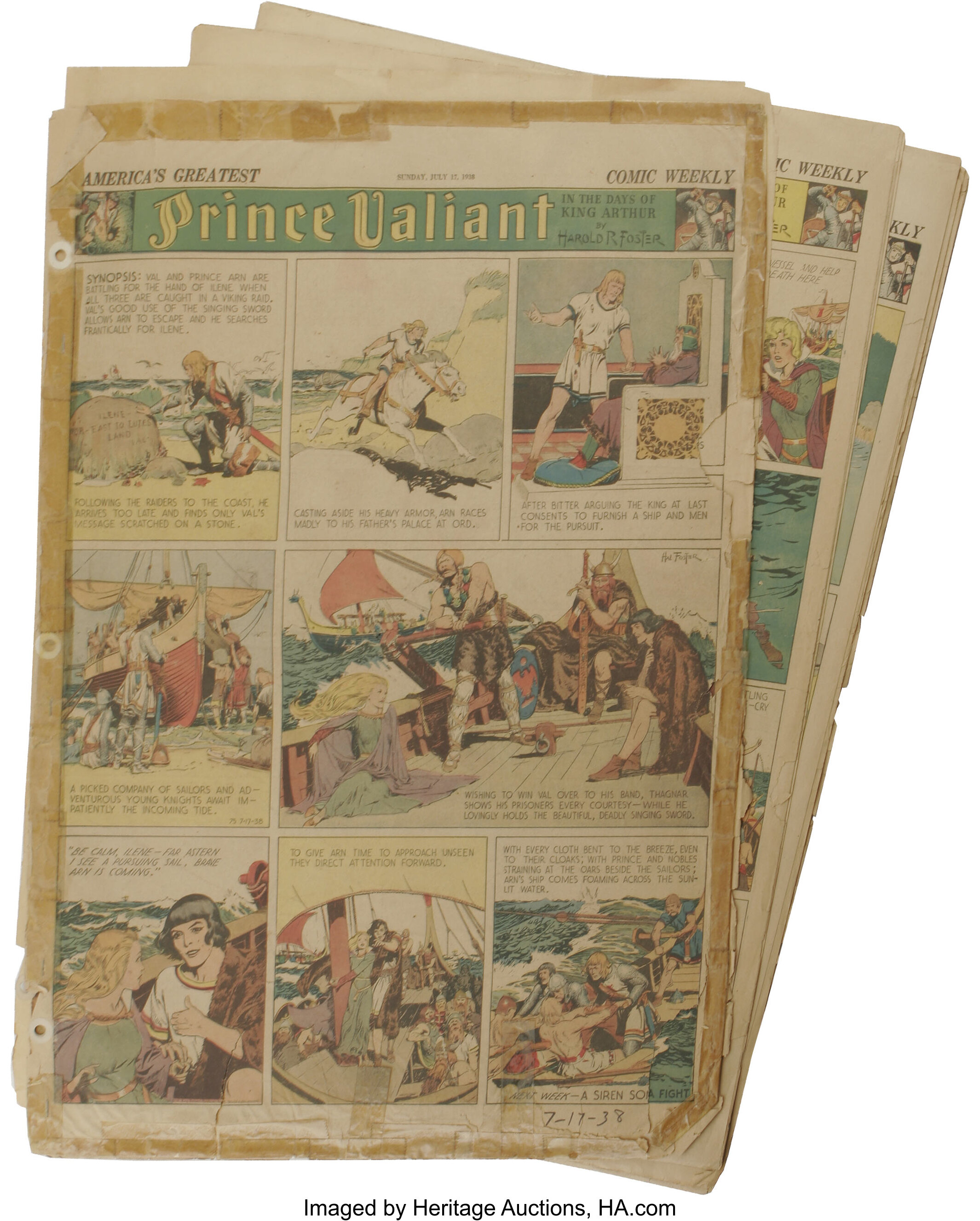 Prince Valiant Sunday Newspaper Strip Group (1938).... (Total: 23 ...