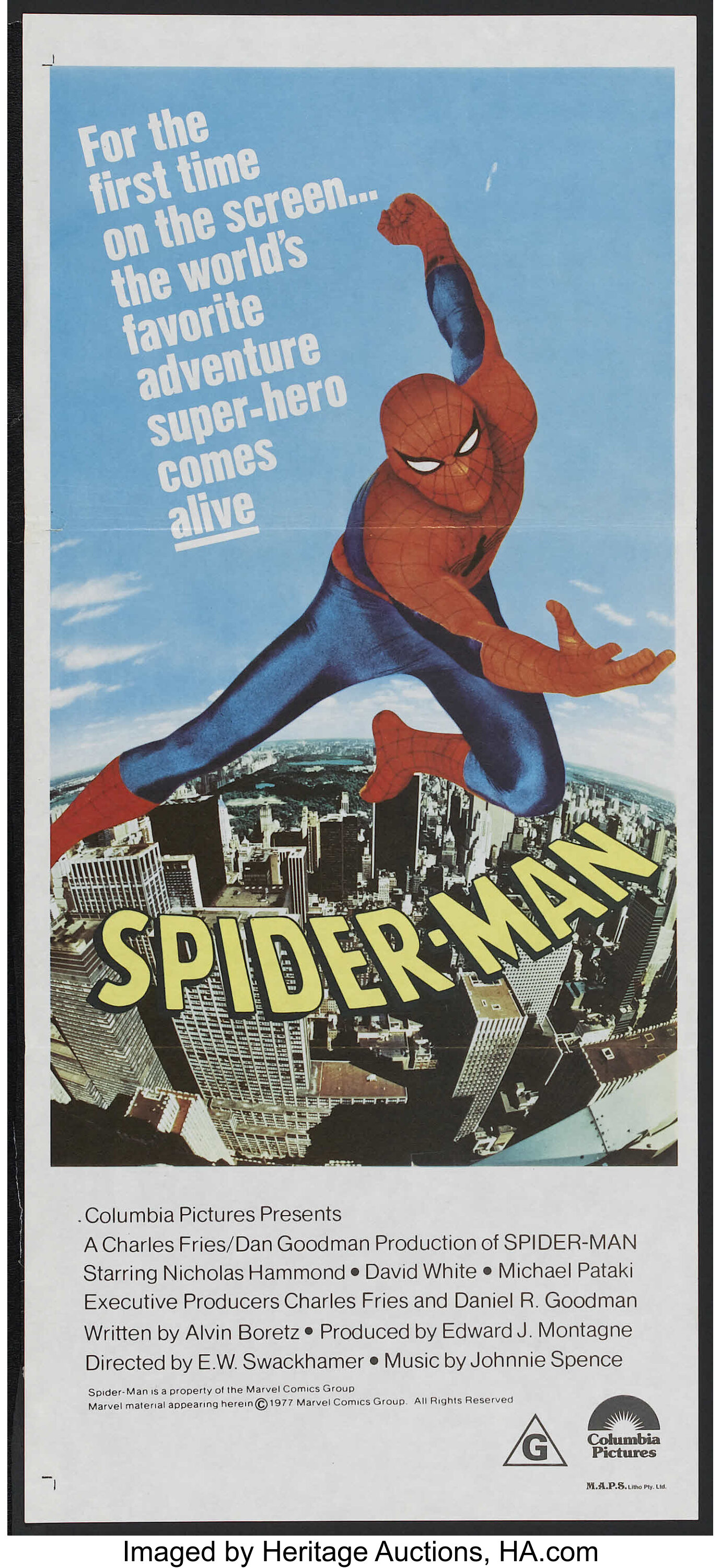 Spider-Man (Columbia, 1977). Australian Daybill (13" X 30"). ... | Lot ...