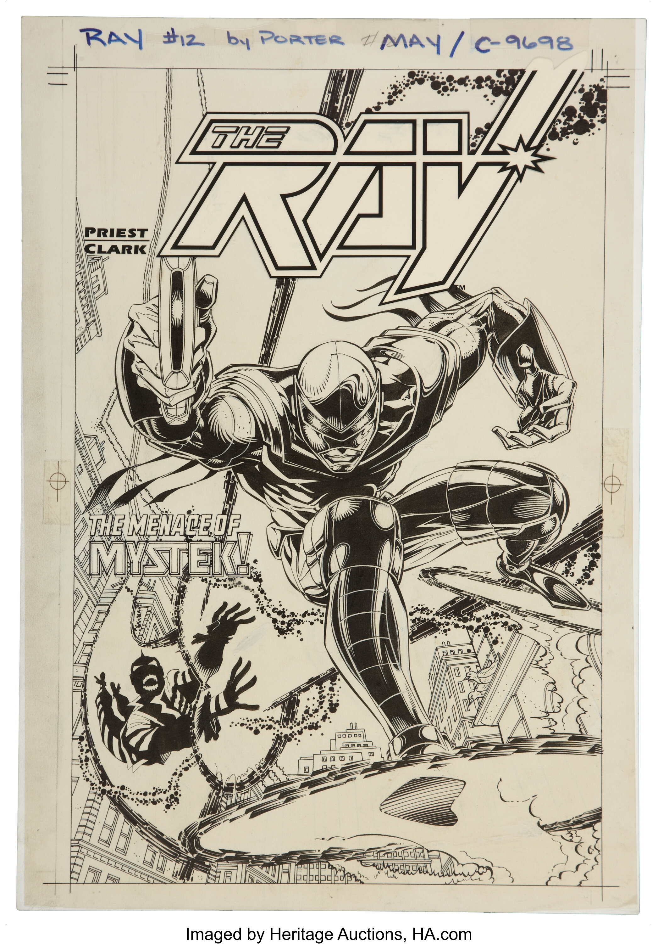 Manny Clark The Ray #12 Cover Original Art (DC, 1995).... Original ...