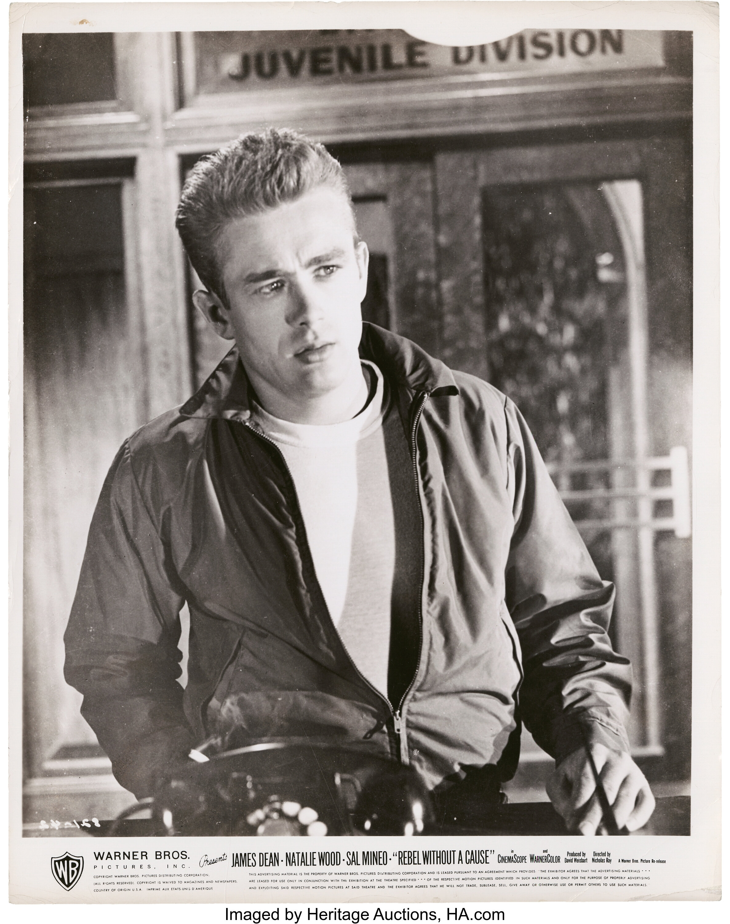 James Dean in "Rebel Without a Cause" (Warner Brothers, 1955). | Lot ...