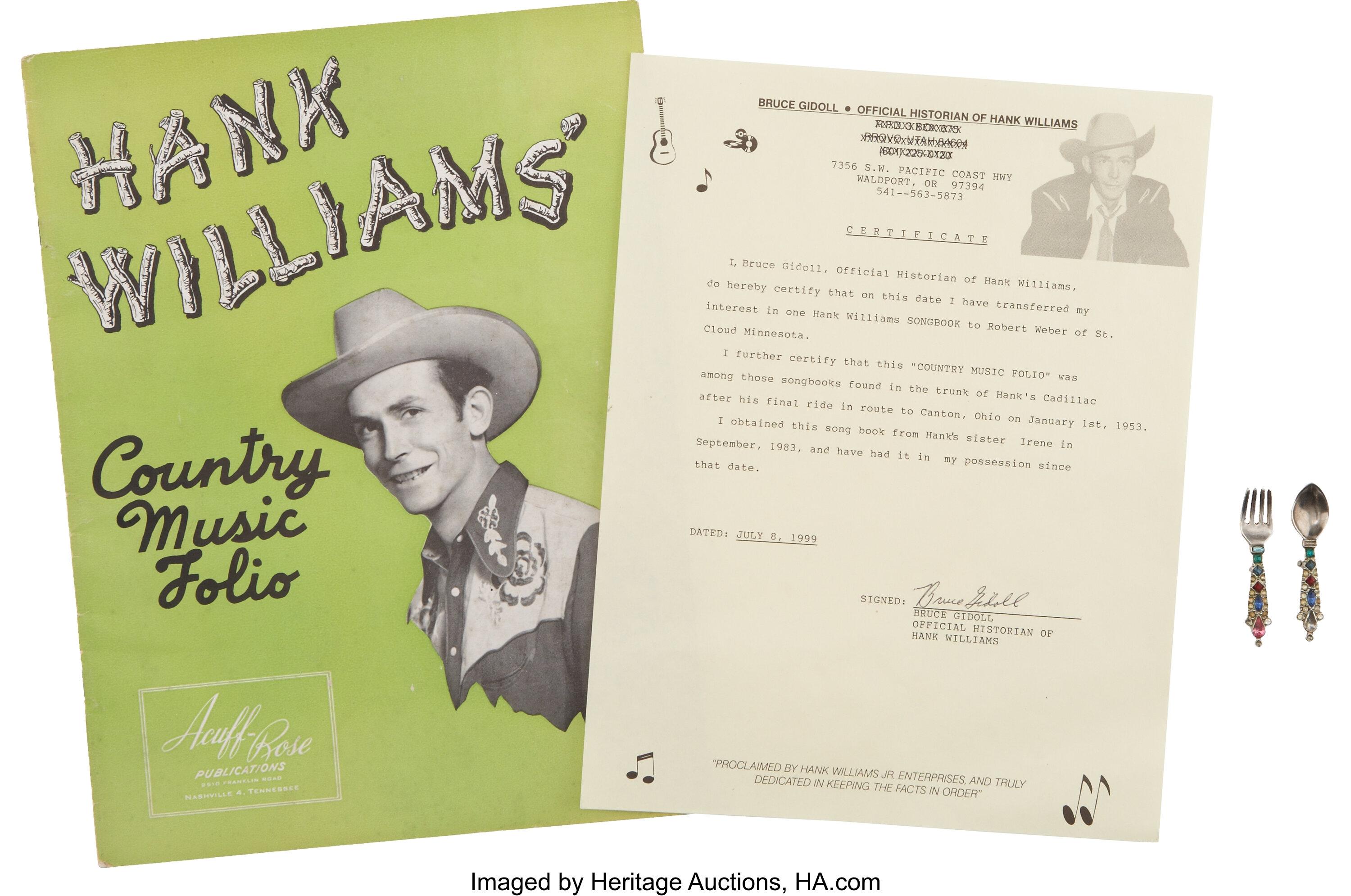 Hank Williams' Pins and Folio Book.... (Total: 5 Items) Music | Lot ...