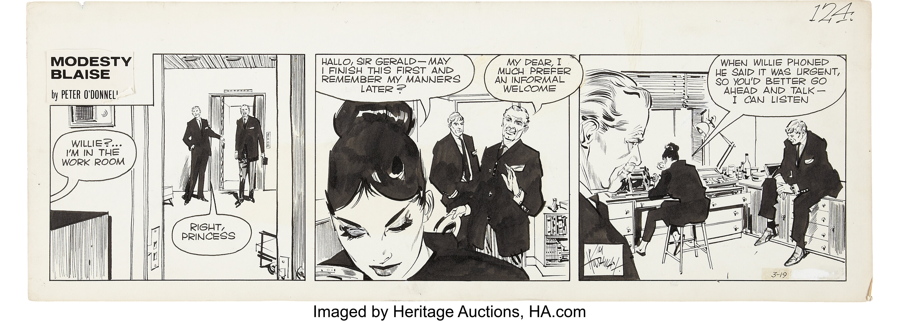 Jim Holdaway Modesty Blaise Daily Comic Strip "The Long Lever" #124 ...