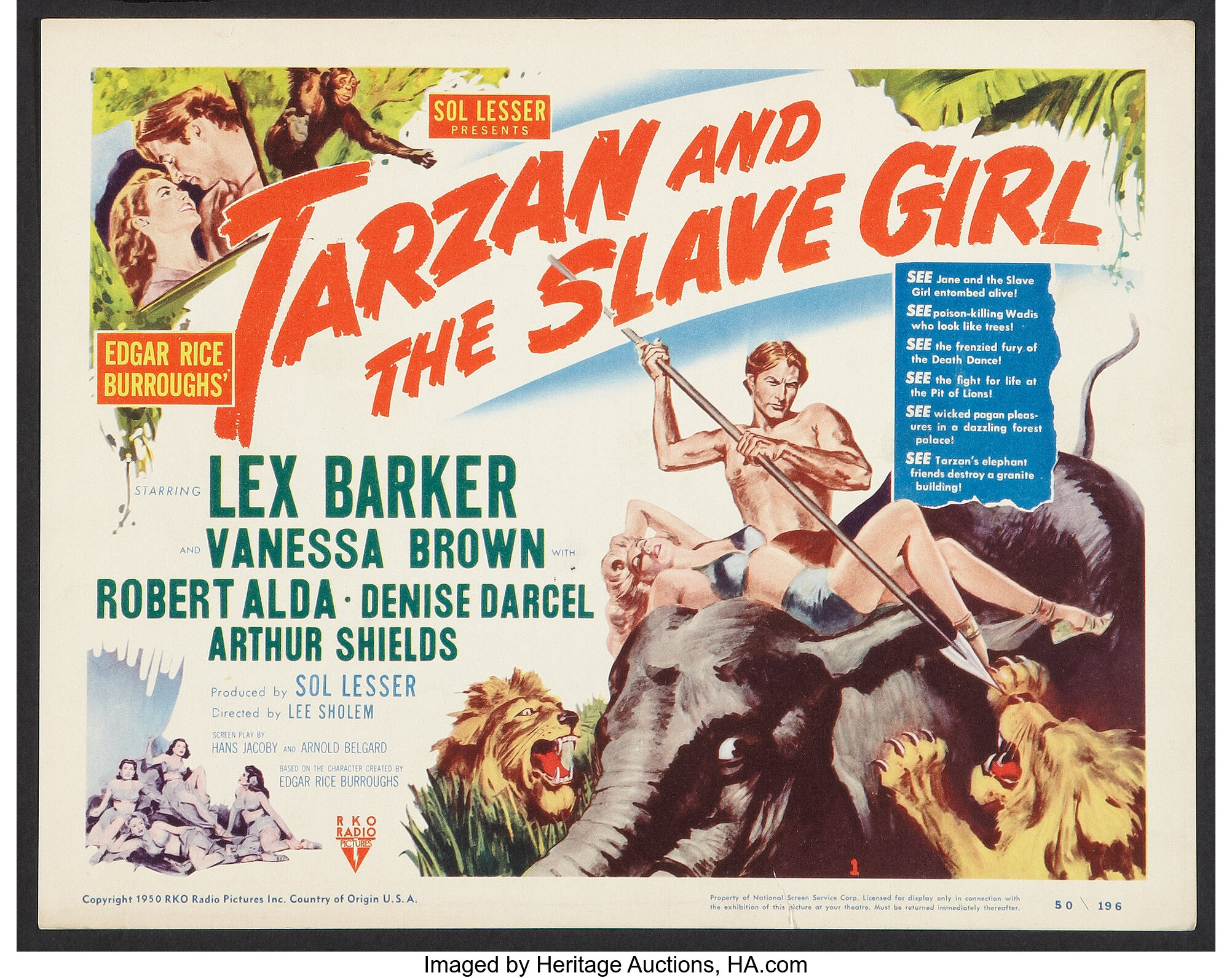 Tarzan and the Slave Girl (RKO, 1950). Lobby Card Set of 8 (11" X | Lot ...