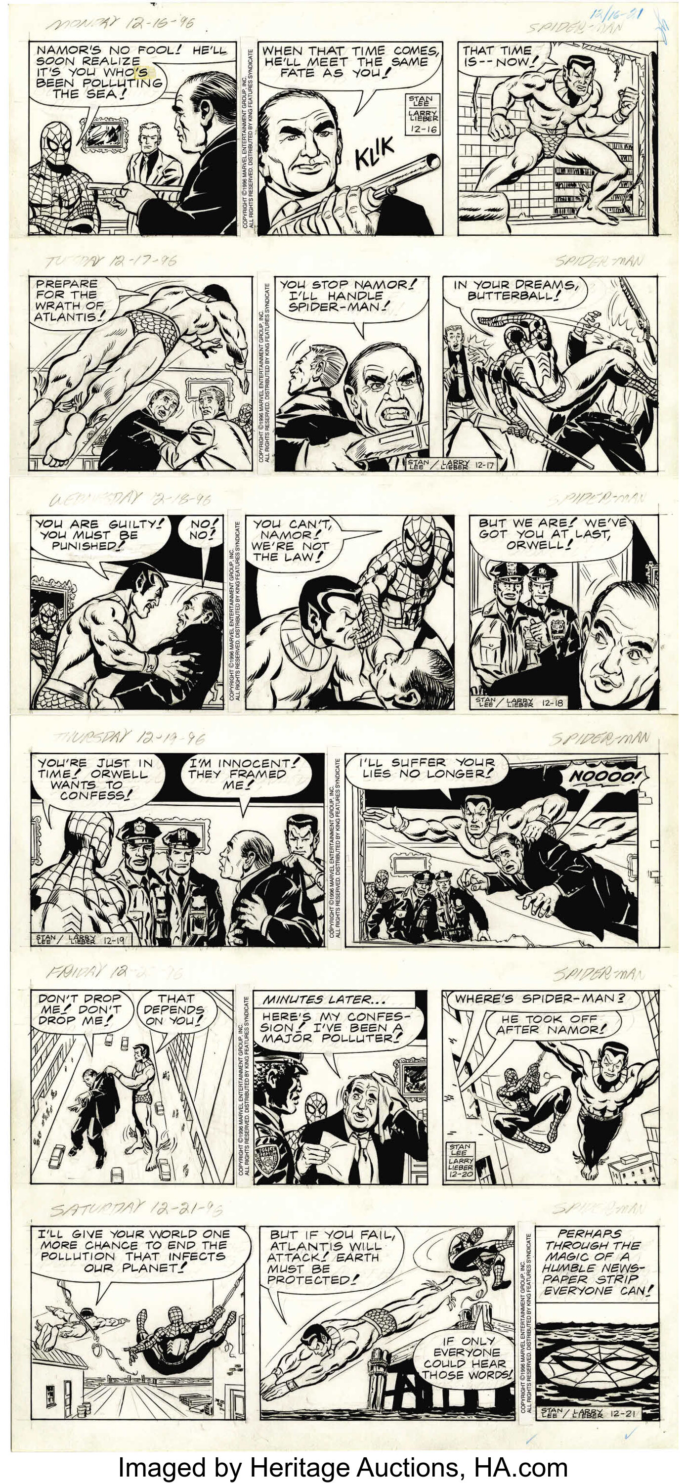 Larry Lieber - The Amazing Spider-Man Daily Comic Strip Original | Lot ...