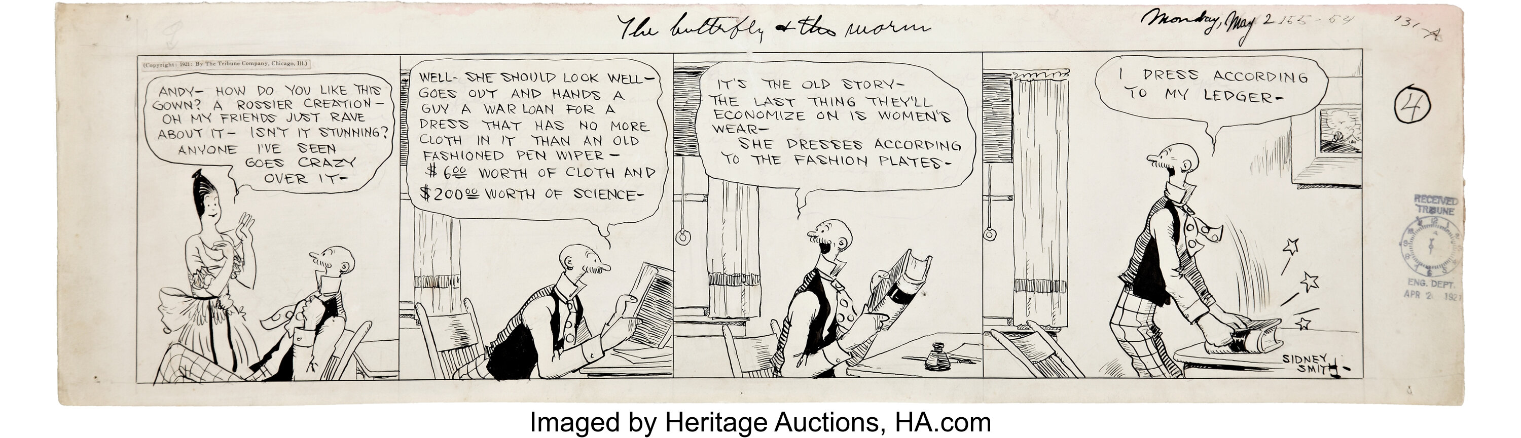 Sidney Smith The Gumps Daily Comic Strip Original Art dated 5-2-21 ...