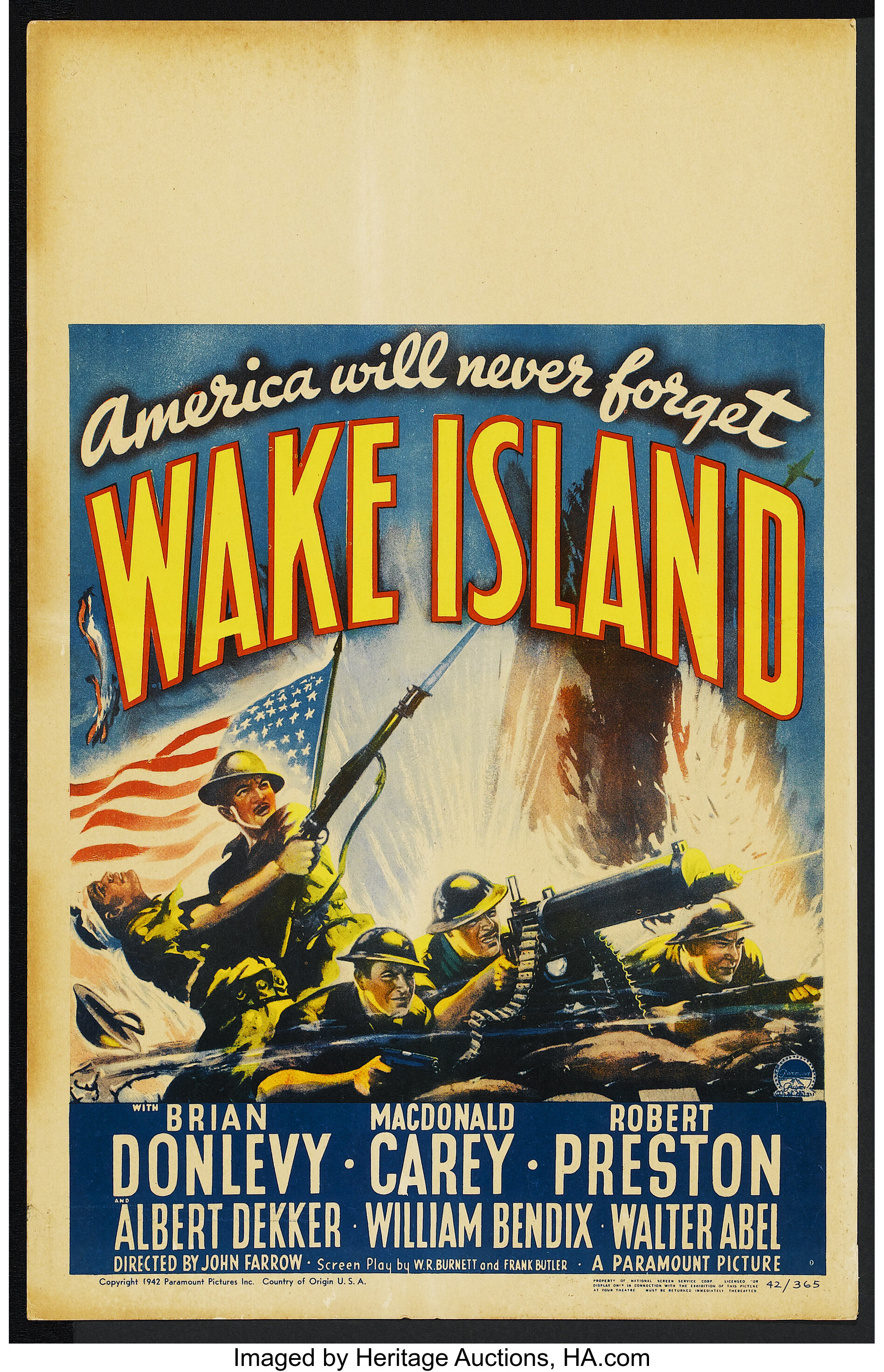 Wake Island (Paramount, 1942). Window Card (14" X 22"). ... Movie | Lot ...