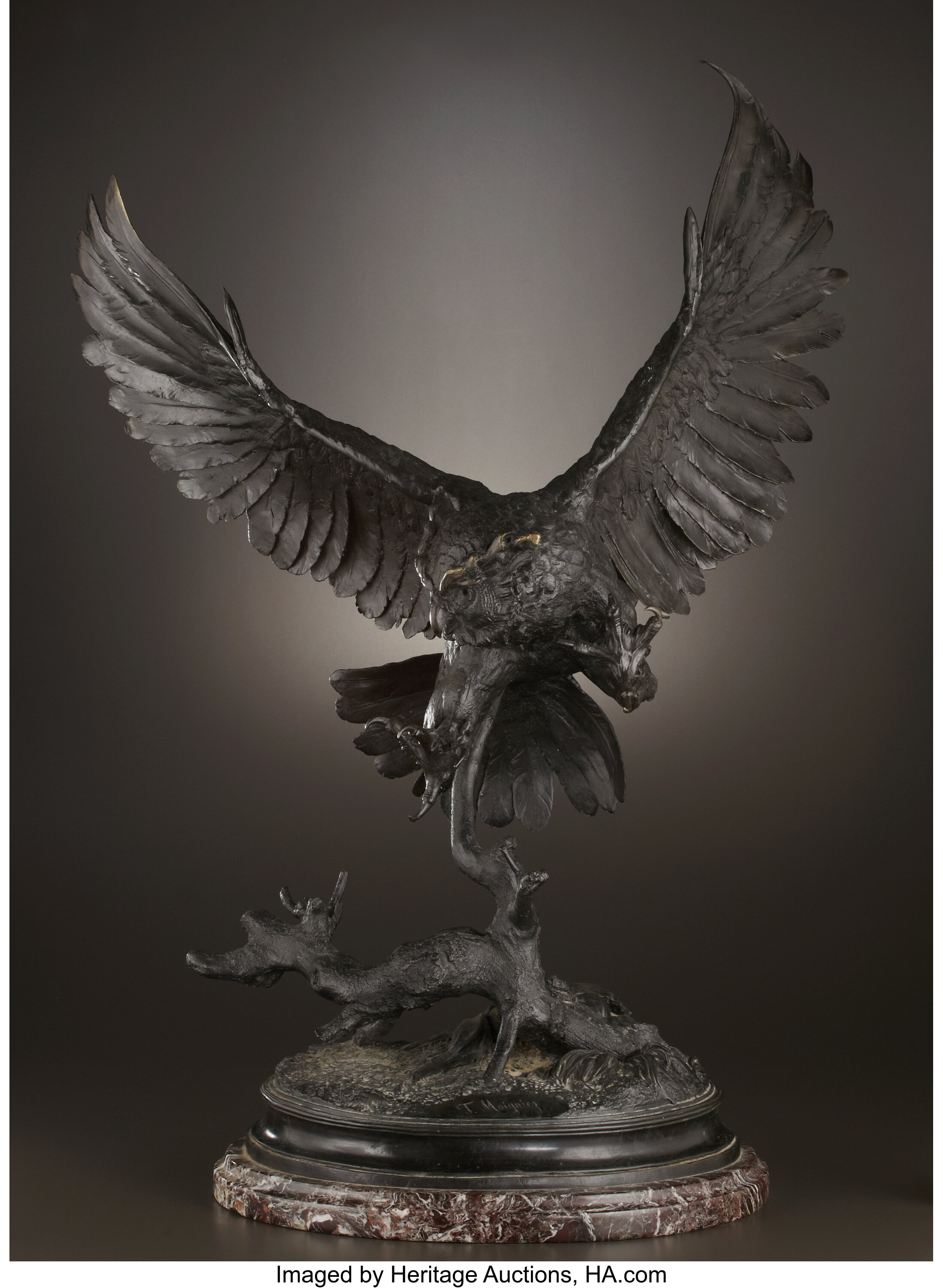 A FRENCH BRONZE FIGURE OF AN OWL . After Jules Moigniez (French, | Lot ...