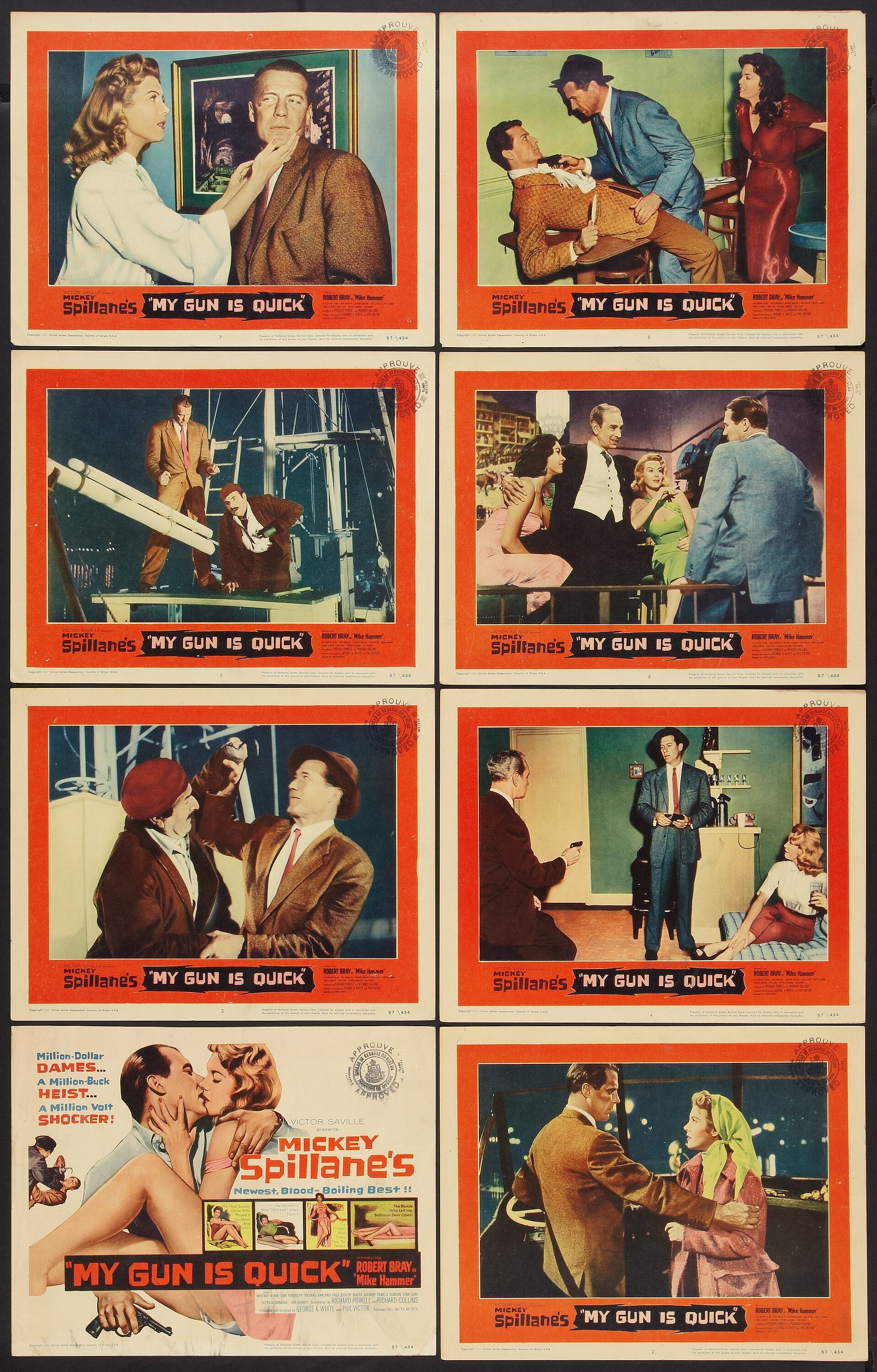 My Gun Is Quick (United Artists, 1957). Lobby Card Set of 8 (11" X ...
