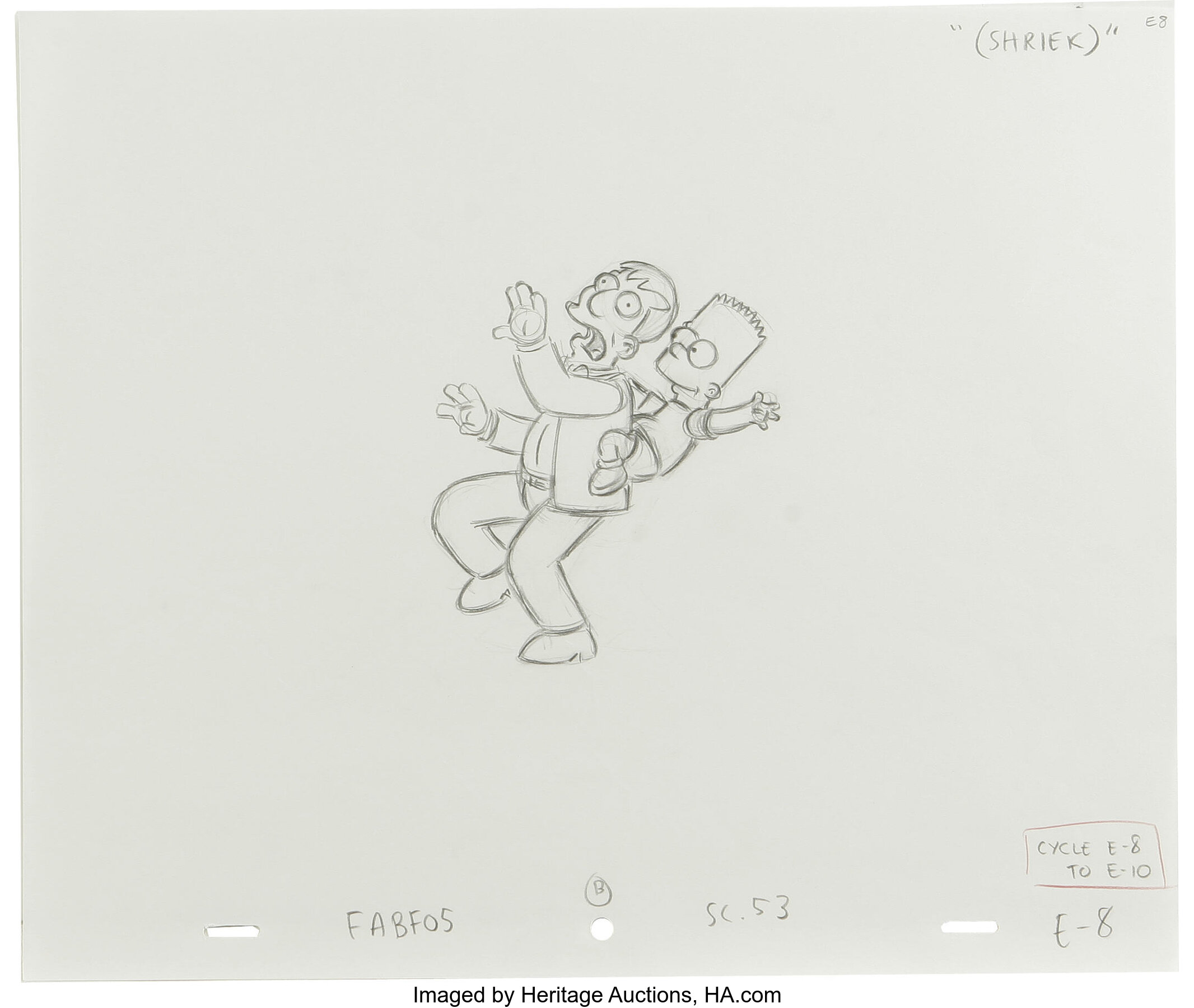 "The Simpsons" - Bart Simpson Animation Drawing Original Art, Group ...