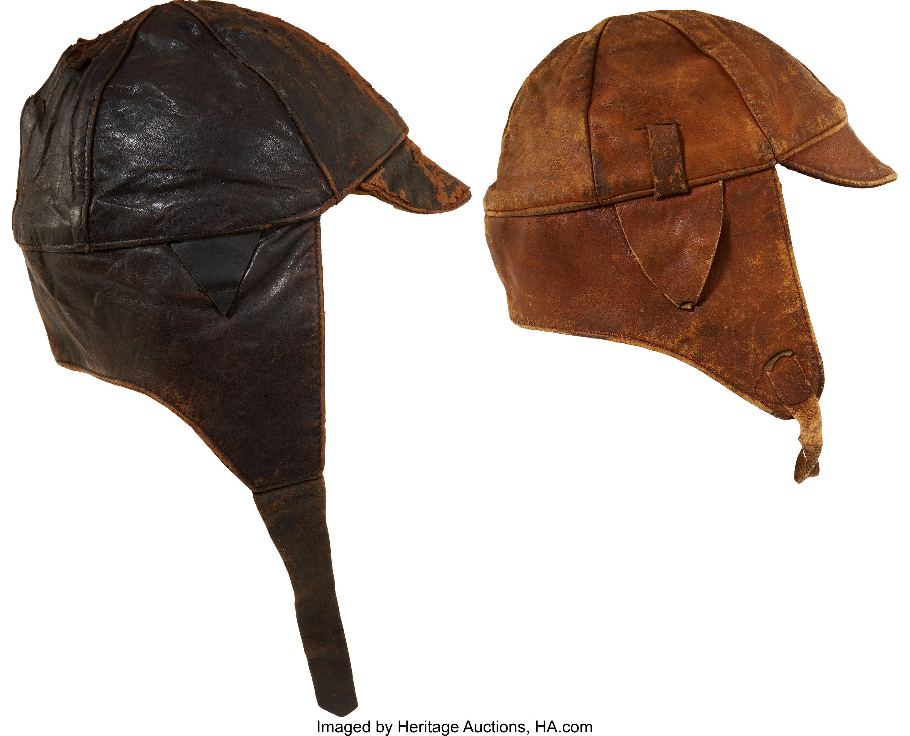 Pair of Early Leather Aviator's Flying Helmets.... (Total: 2 Items ...