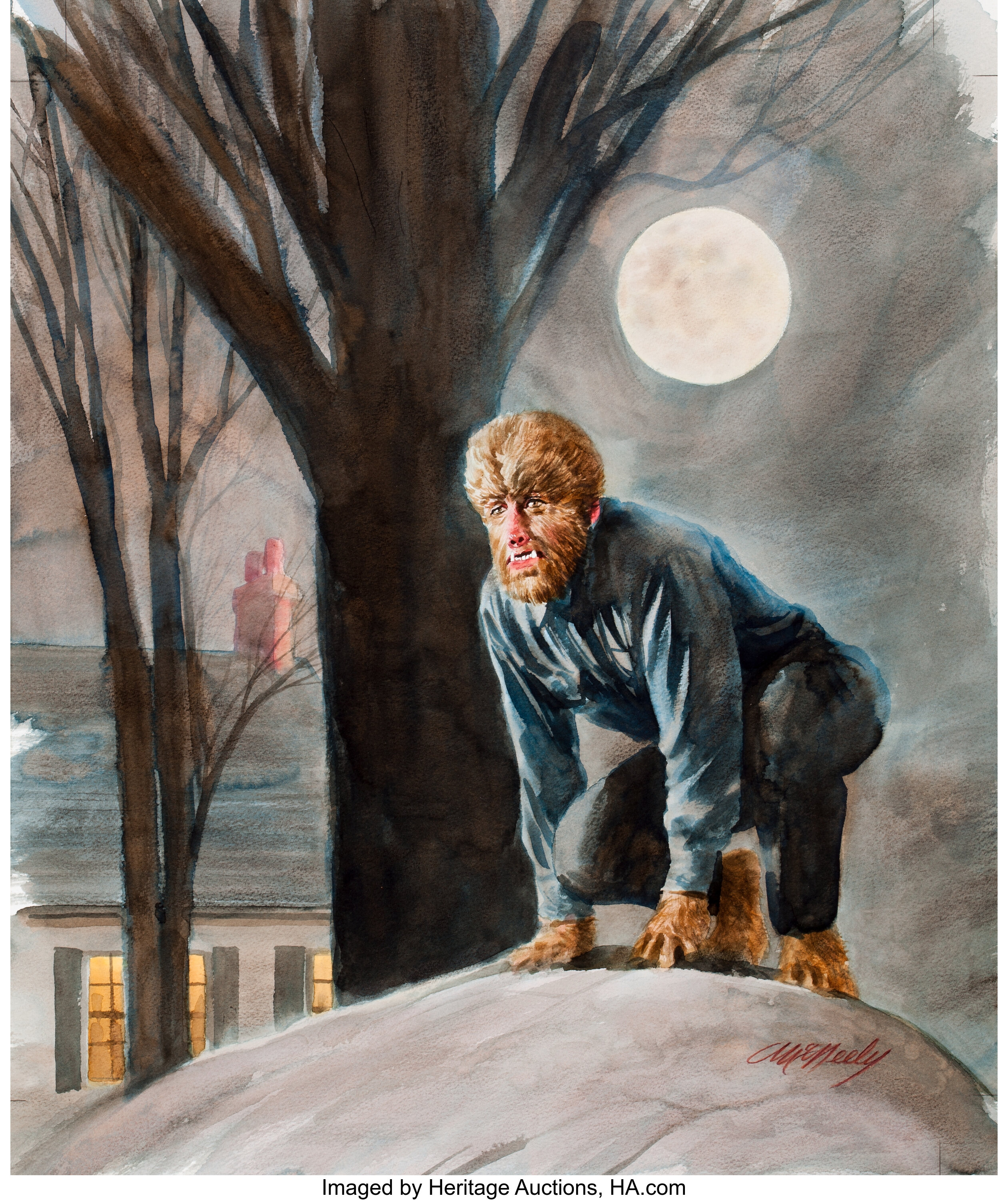 TOM MCNEELY (Canadian, b. 1935). Movie Monsters - Wolf Man, | Lot ...