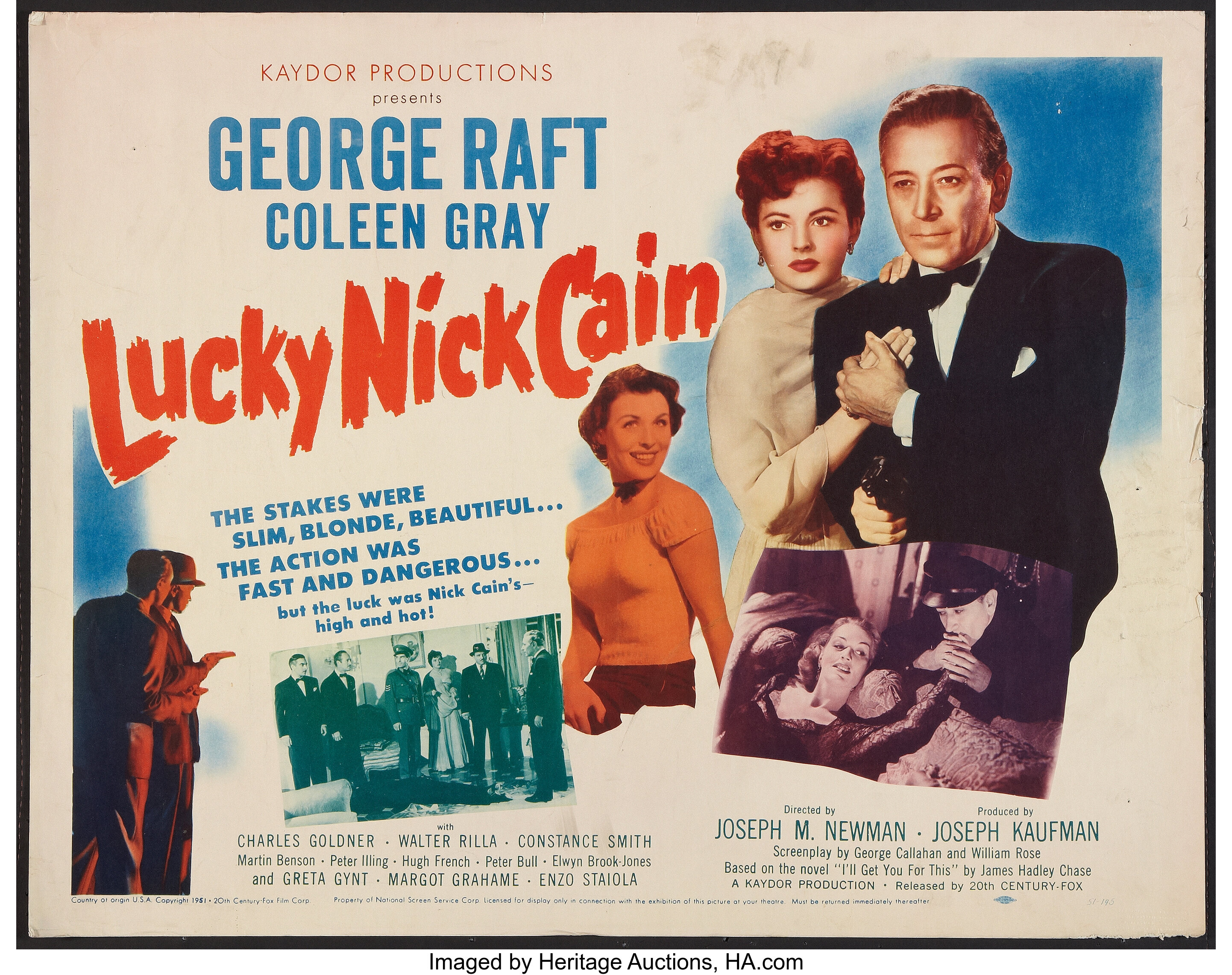 Lucky Nick Cain (20th Century Fox, 1951). Half Sheet (22" X 28"). | Lot ...