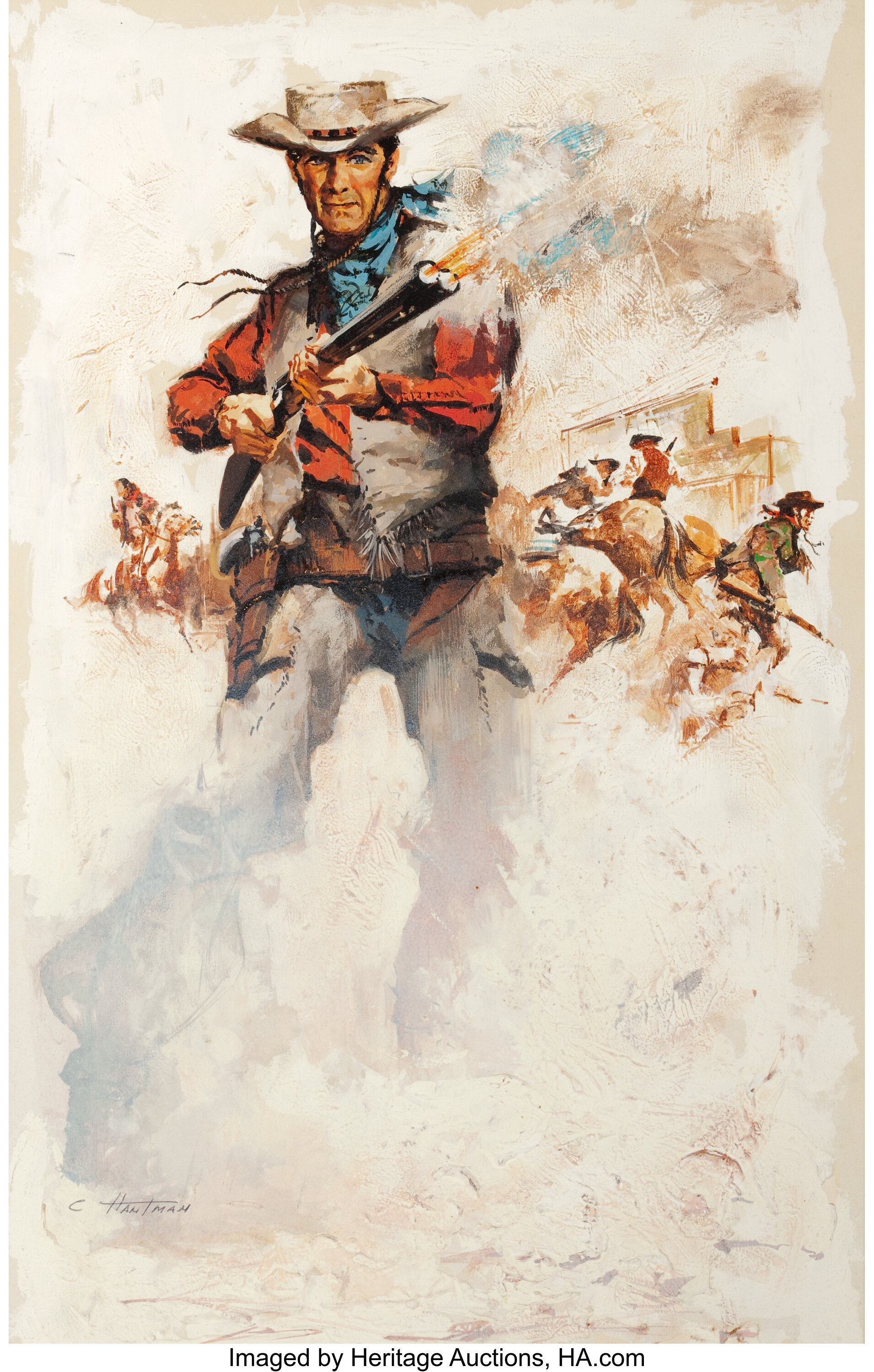 CARL HANTMAN (American, b. 1935). Honyocker, paperback cover, 1960 ...