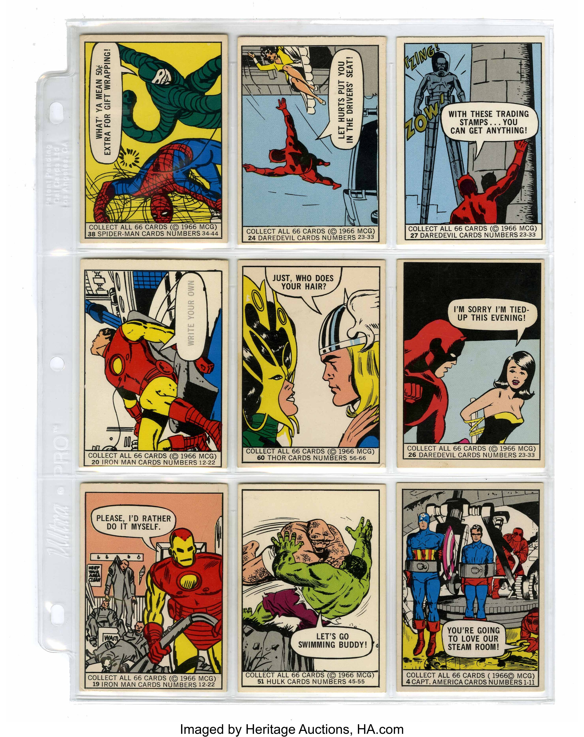 Marvel Trading Cards (Marvel/Topps, 1966-75).... Memorabilia | Lot ...