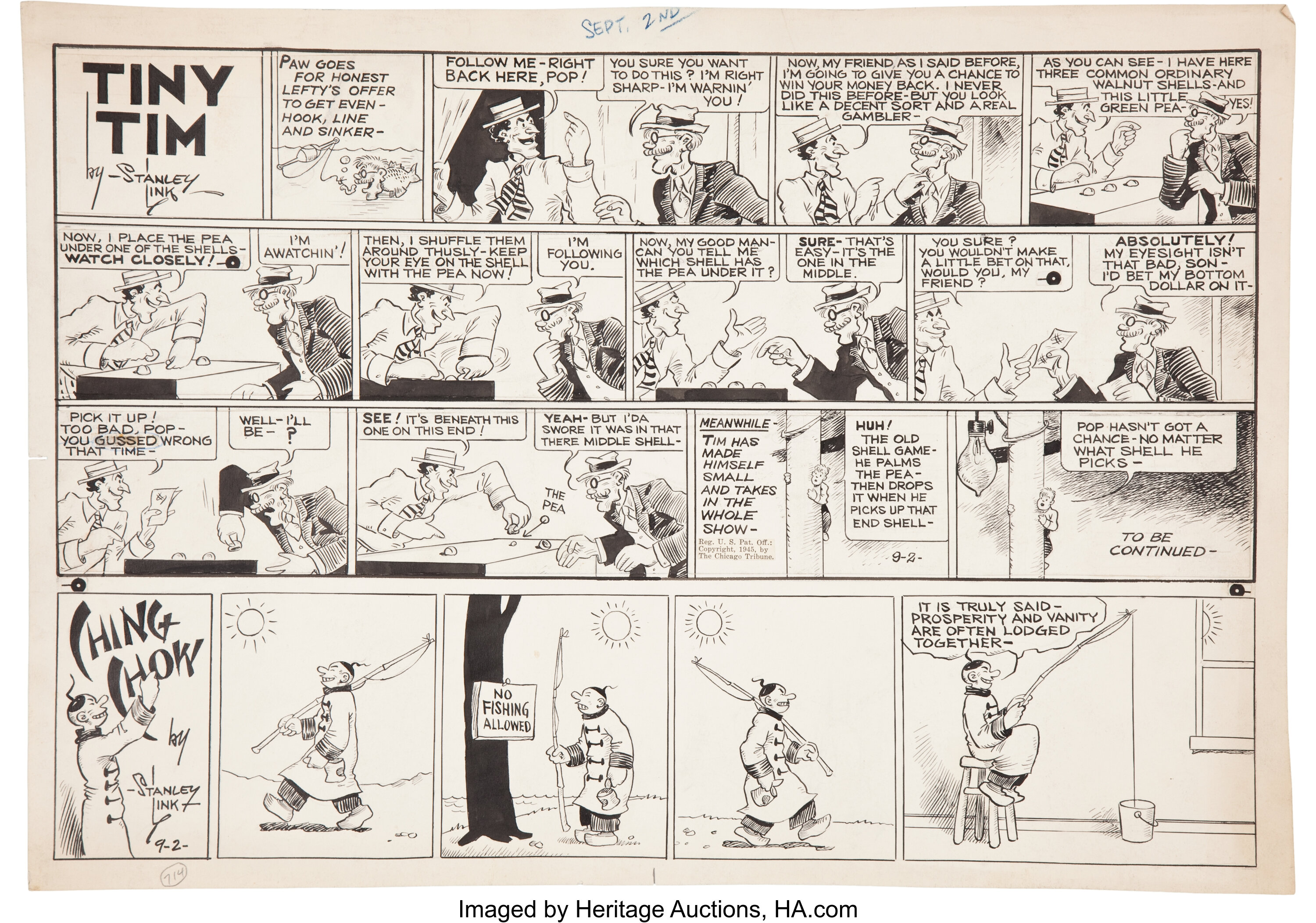 Stanley Link Tiny Tim Sunday Comic Strip Original Art Group | Lot ...