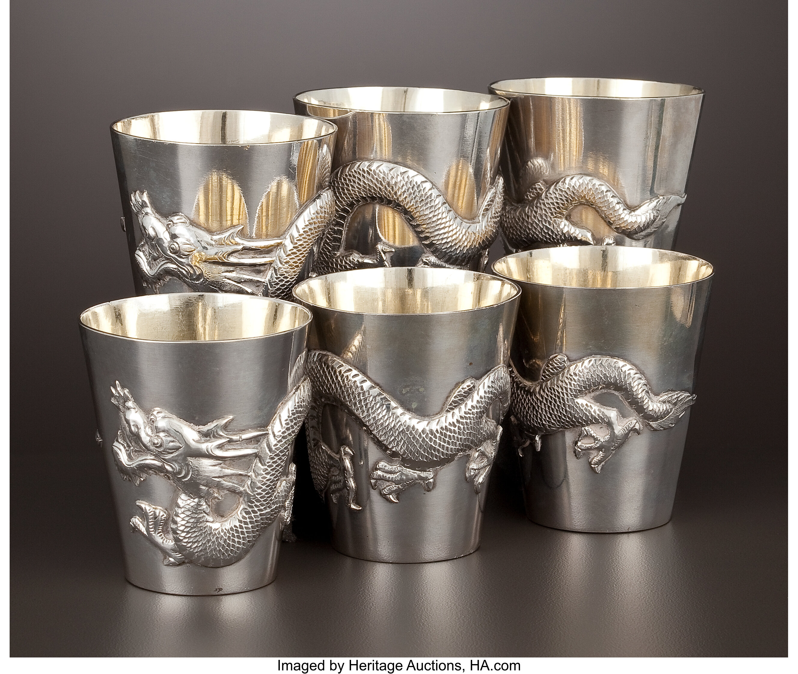 A SET OF SIX CHINESE EXPORT SILVER CUPS . Wang Hing & Co., Hong | Lot ...
