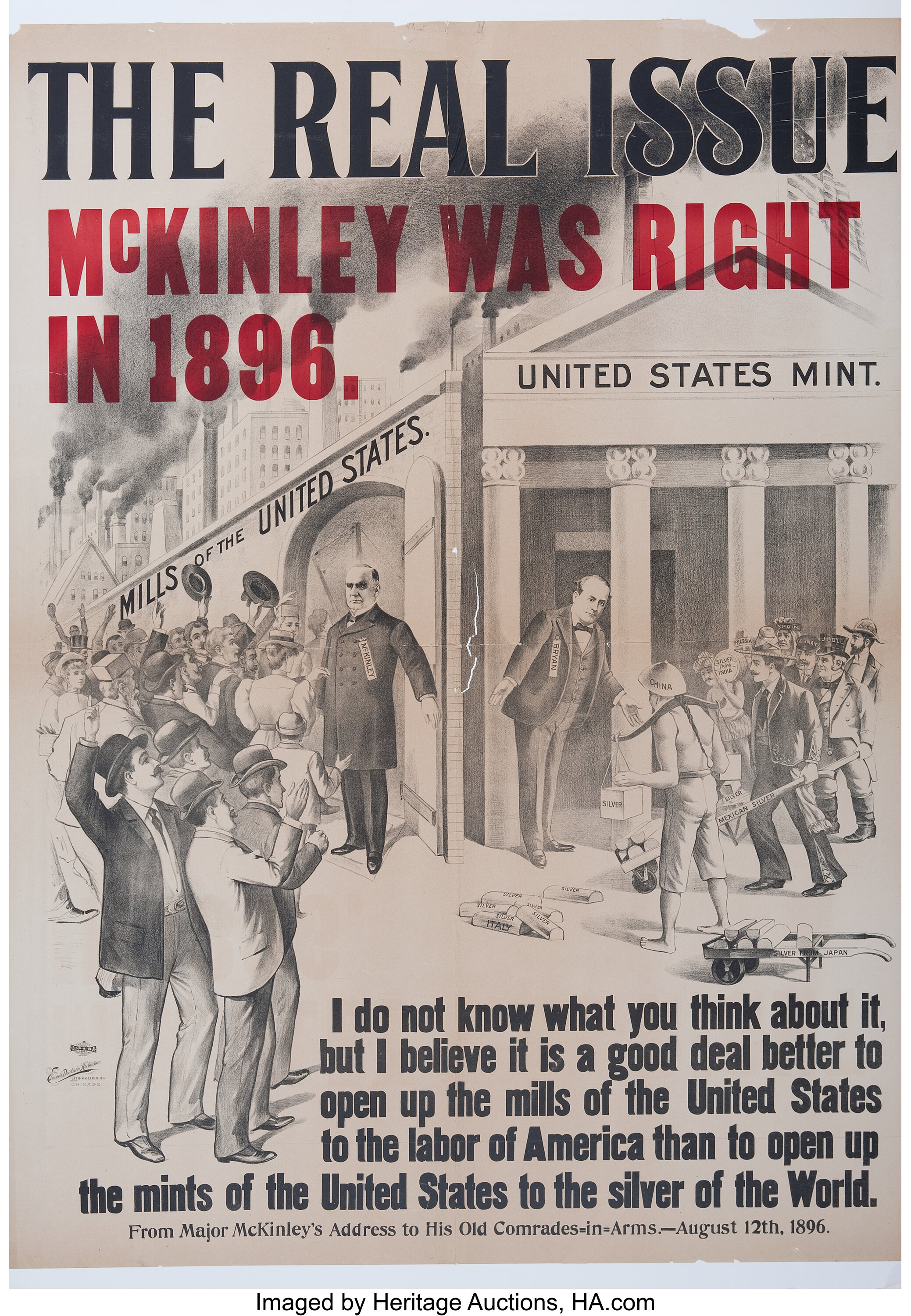 William McKinley: A Giant 48" x 36" 1900 Campaign Poster.... | Lot ...