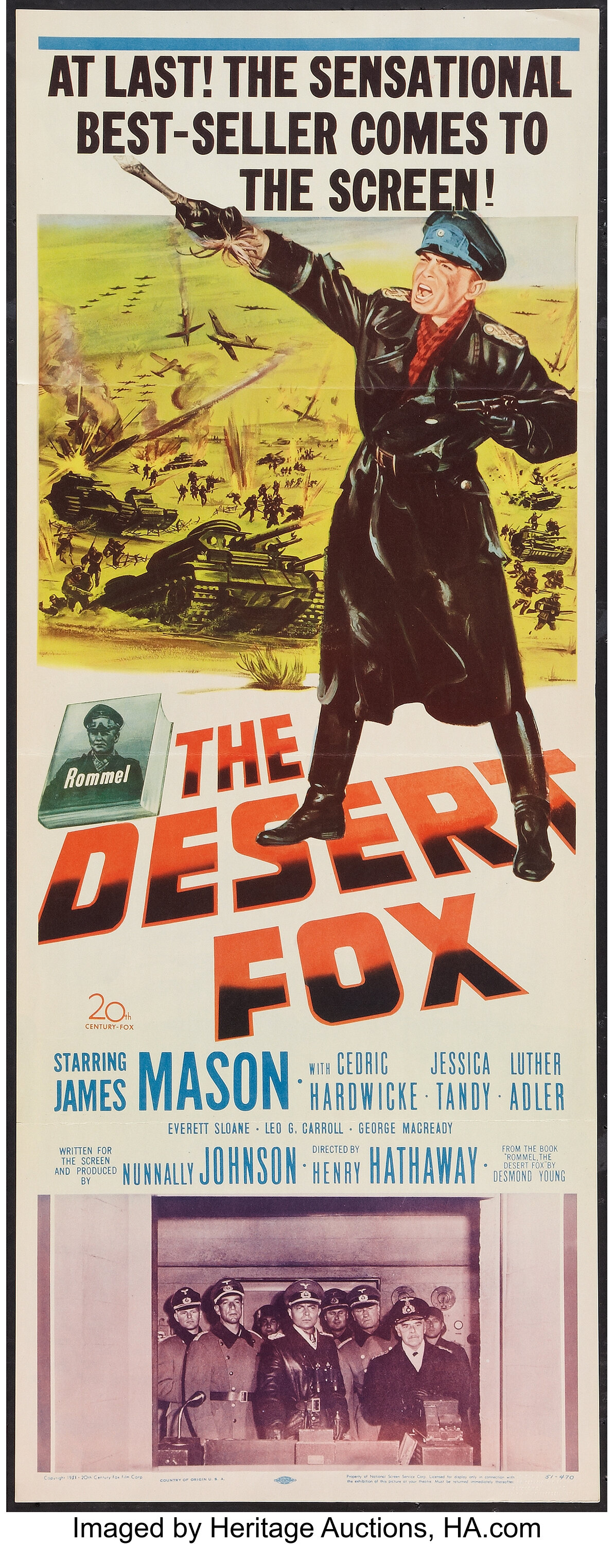 The Desert Fox (20th Century Fox, 1951). Insert (14" X 36"). War ...